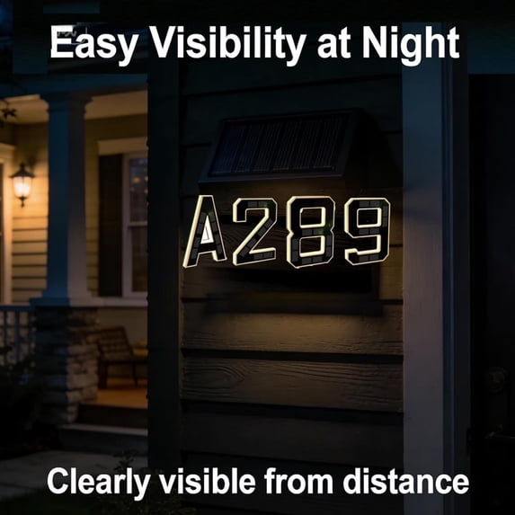 Solar-Powered Backlit Address Number Sign - Waterproof LED House ...