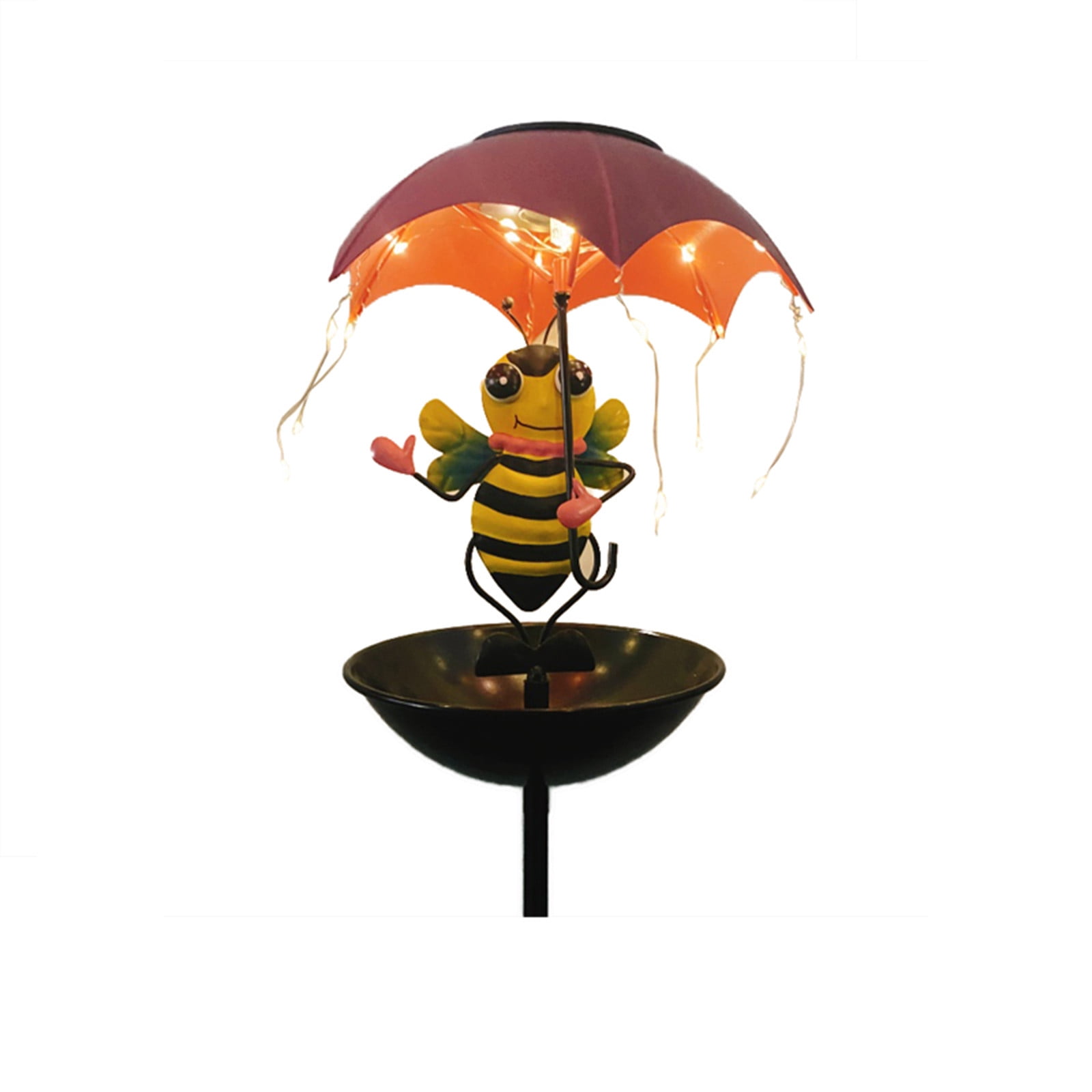 Solar Powered Bee Garden Light with Umbrella Design, Waterproof Outdoor ...