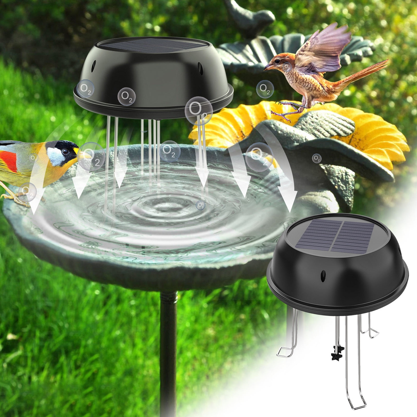 Solar Powered Bird Bath Bubbler, Water Agitator, Durable Plastic ...
