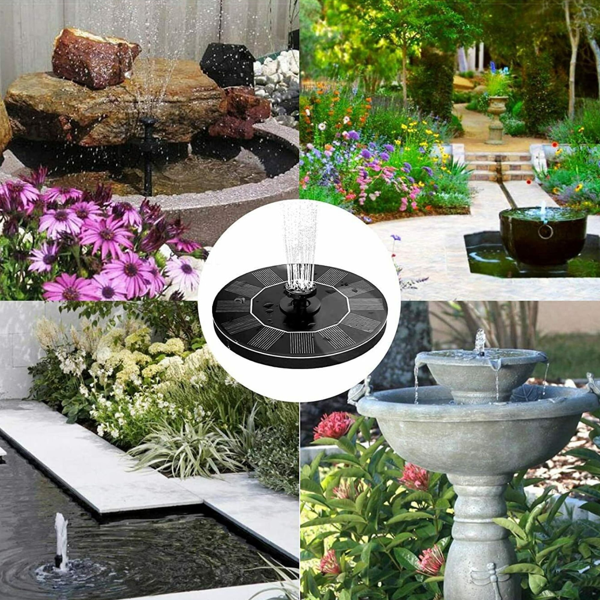 Solar Powered Bird Bath Floating Water Fountain for Outdoor Garden ...