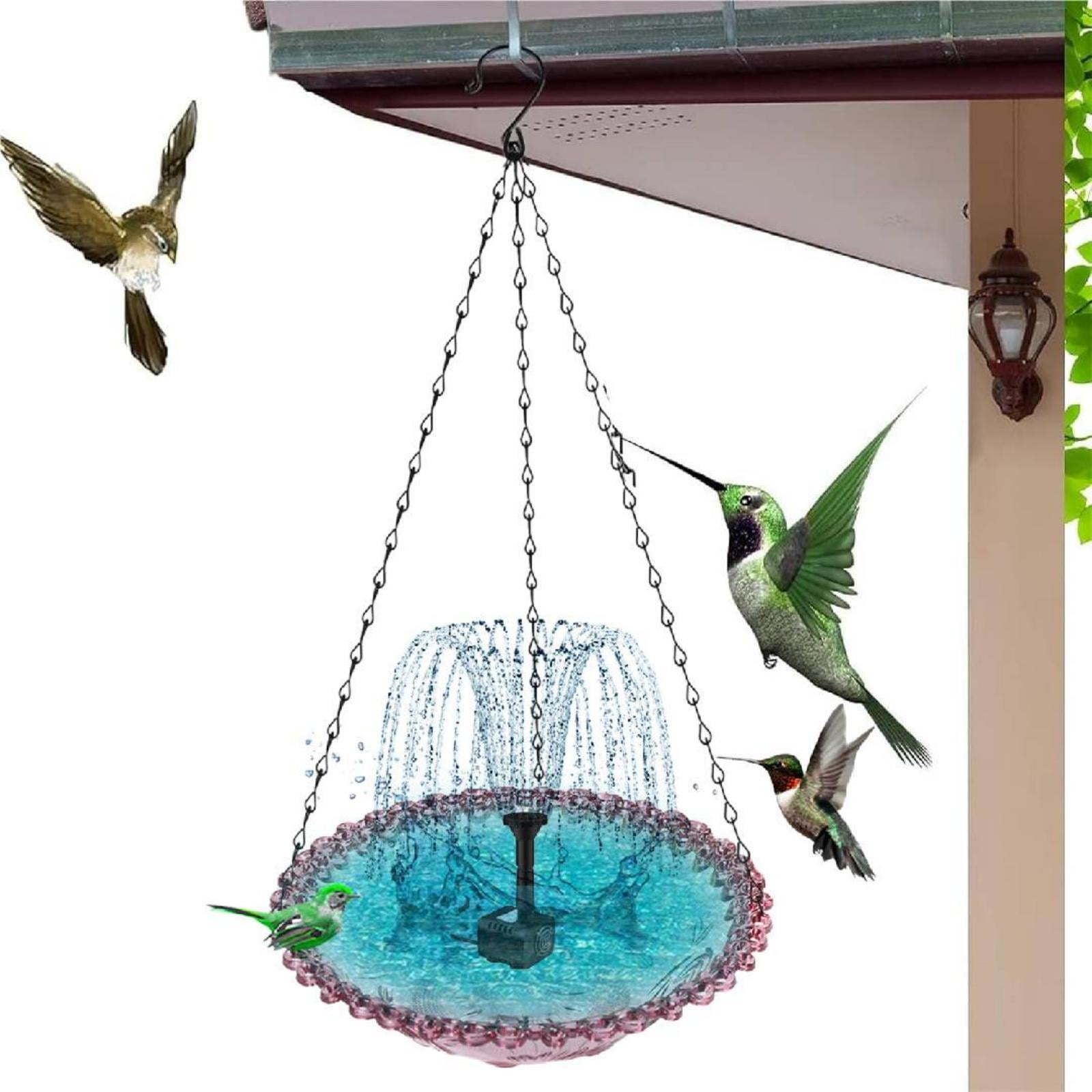 Solar Powered Bird Baths, Hanging Bird Bath, 10inch Diameter Birdbath Bowl with Solar Powered ...