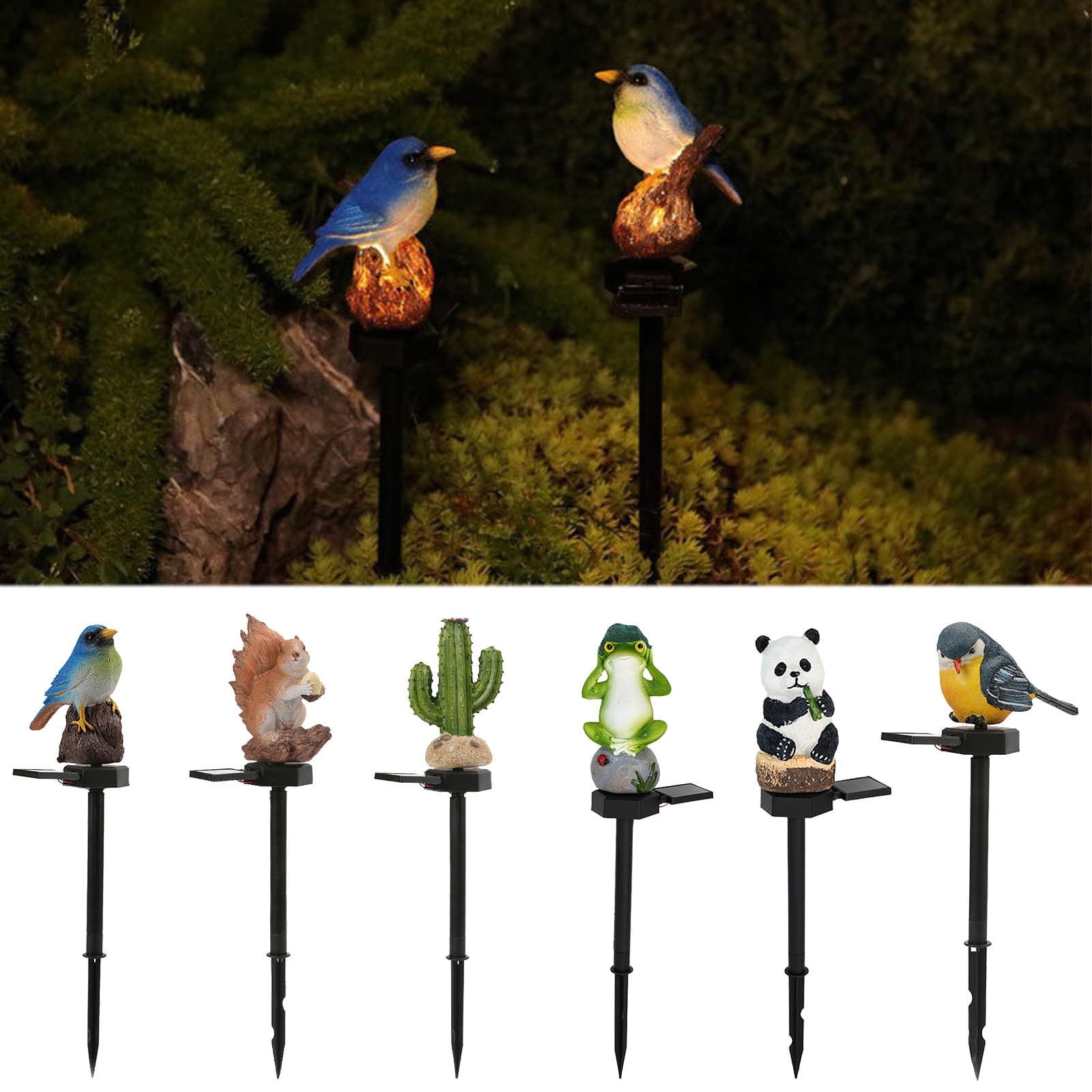 Solar Powered Bird Lights, Outdoor Resin Garden Lights, Waterproof ...