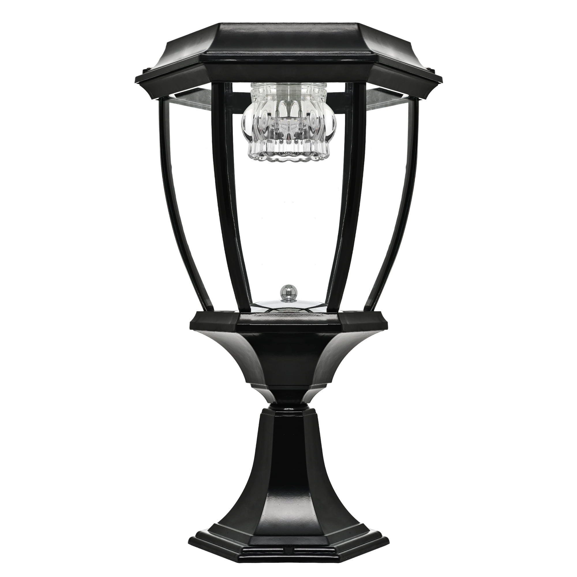 Gigalumi Solar Powered Black Outdoor Pier Mounted Aluminum Glass Post ...