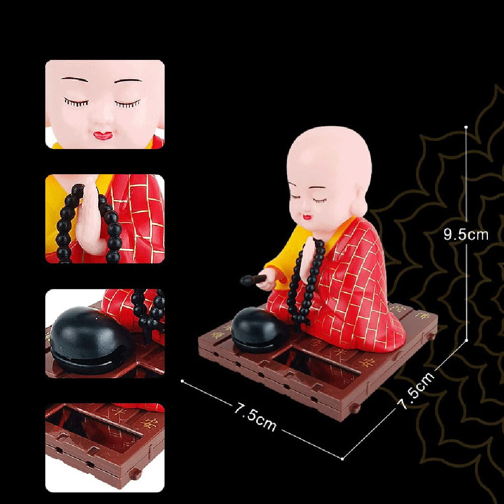 Solar Powered Bobble Shaking Head Monk Ornaments Dancing Toy Buddhist ...