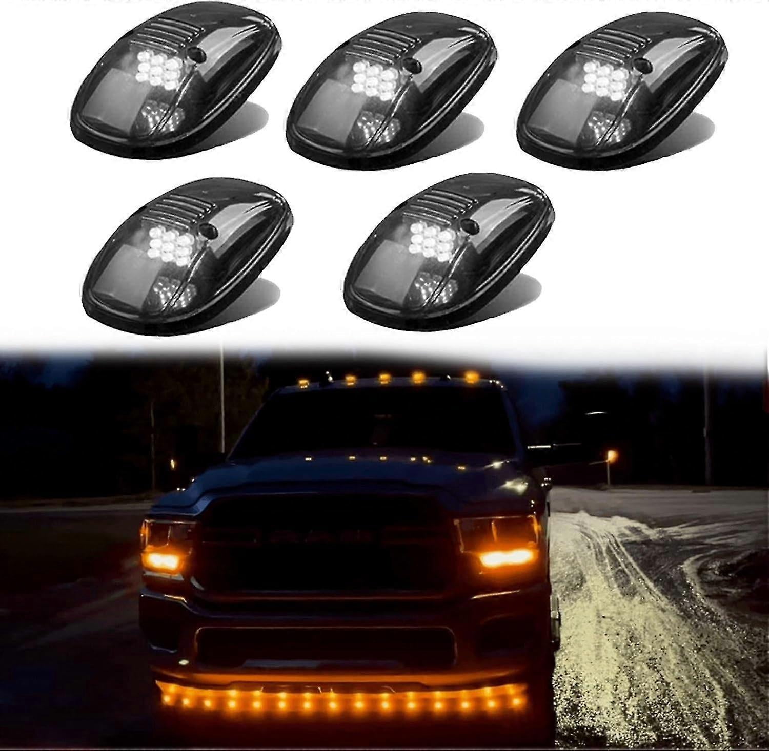 Solar Powered Cab Lights,5PCS wired Solar-Powered Truck Cab LED Lights ...