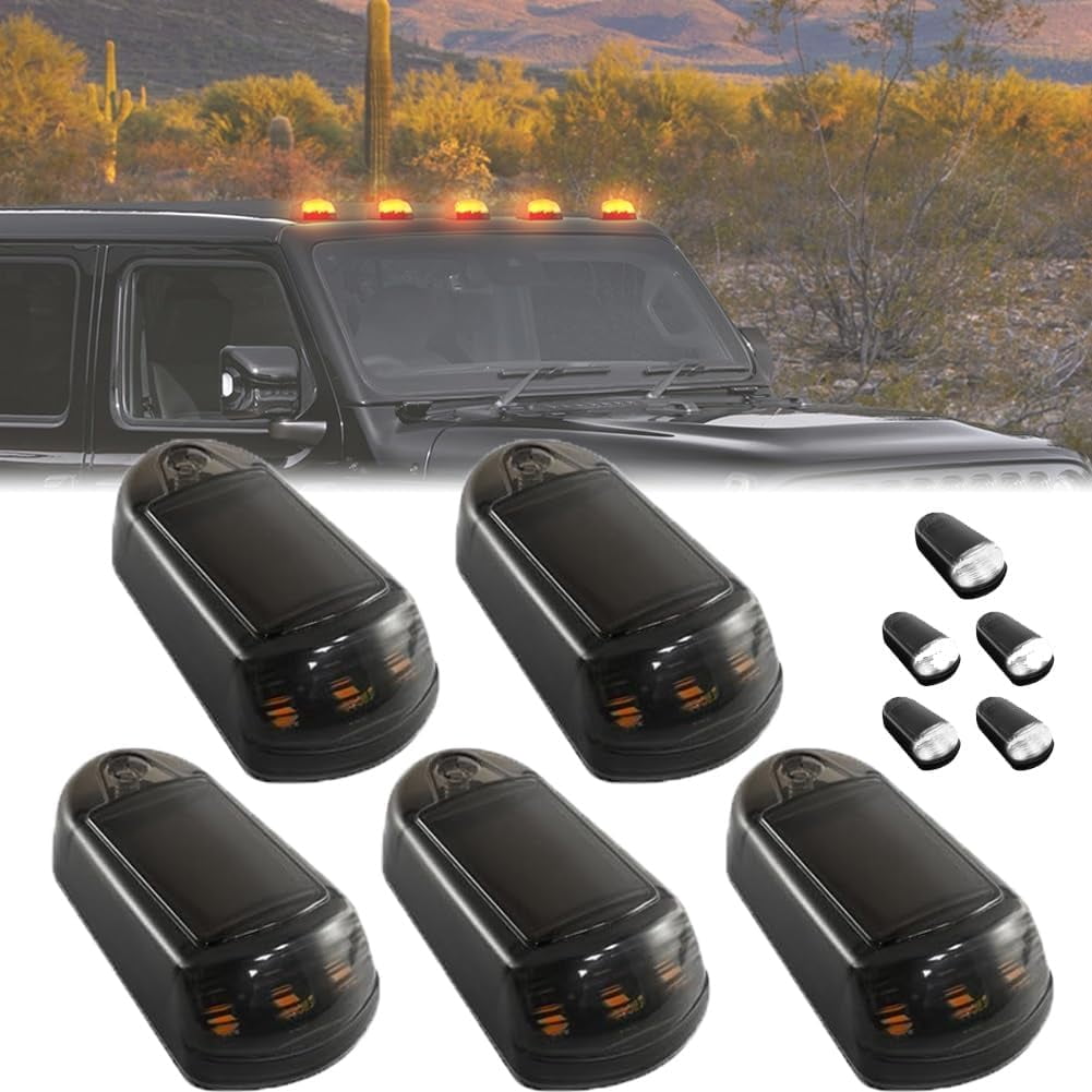 Solar Powered Cab Lights, No Drill Solar Powered Cab Lights, Wireless Solar LED Pilot Light, Car ...