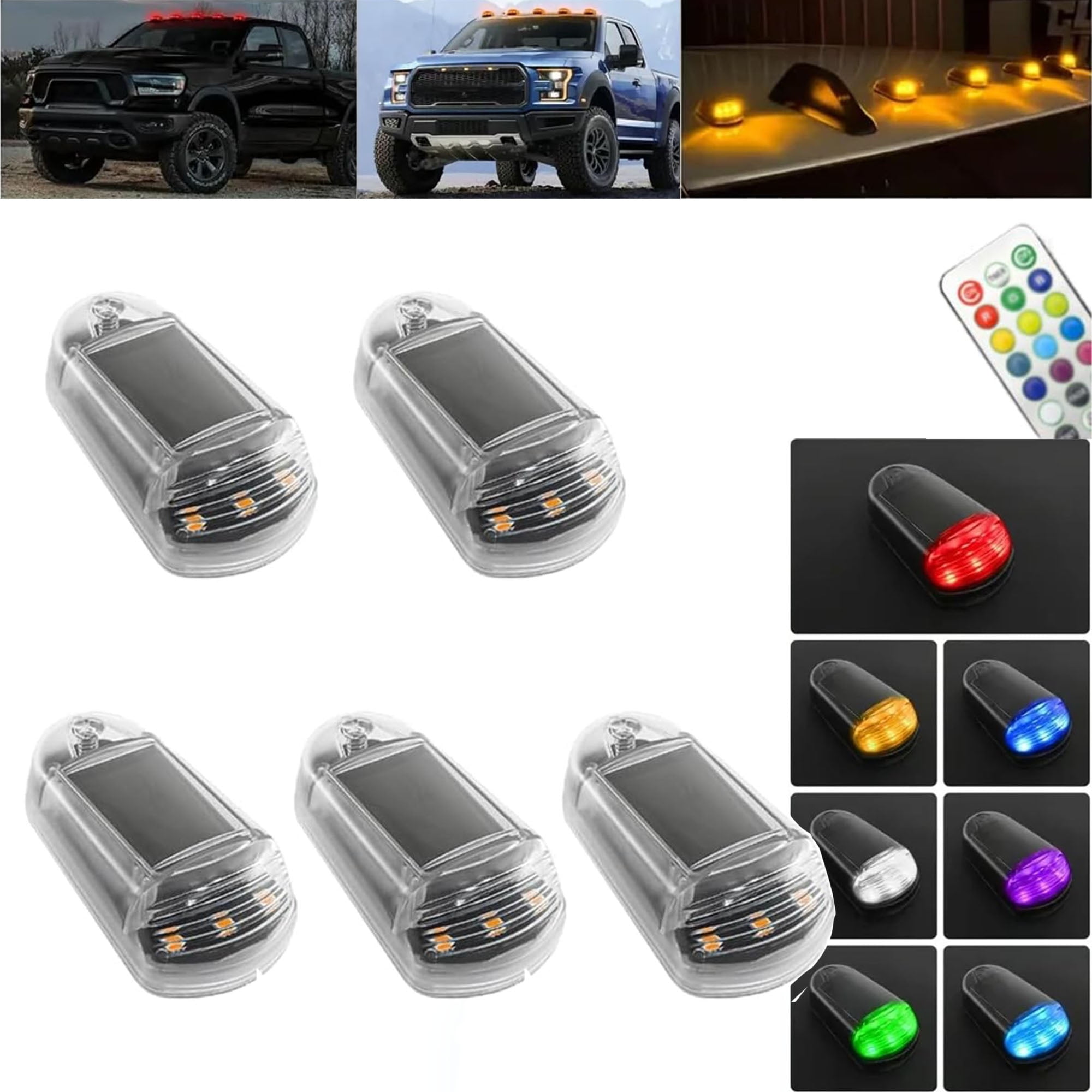 Solar Powered Cab Lights, No Drill Solar Powered Cab Lights, Wireless ...