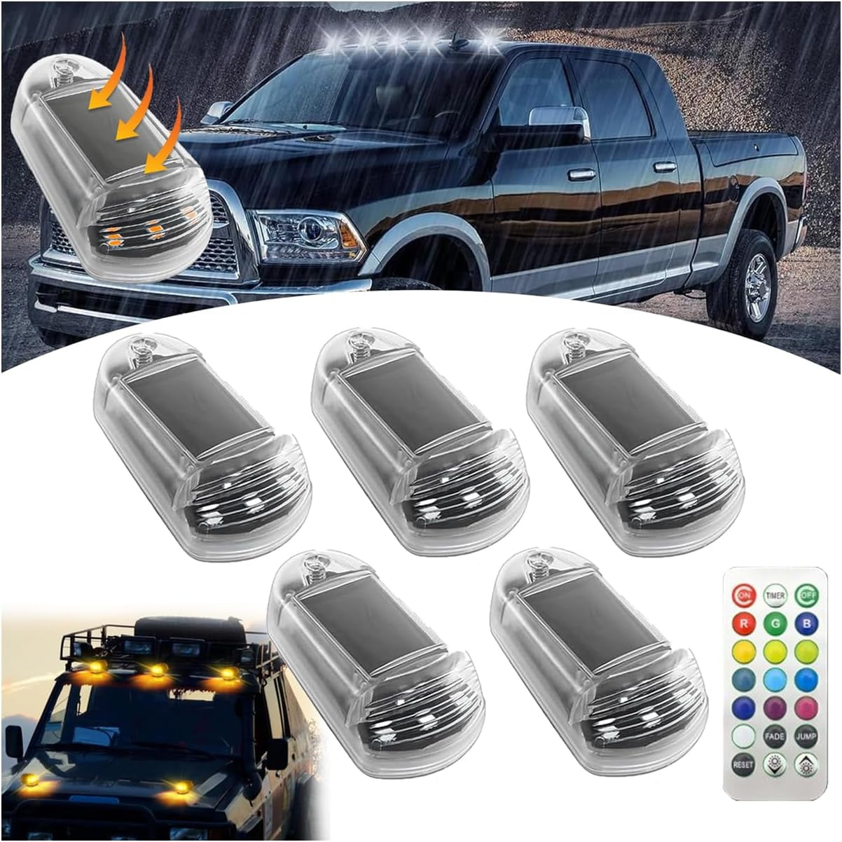 Solar Powered Cab Lights IP68 Waterproof Solar Wireless Cab Lights For ...