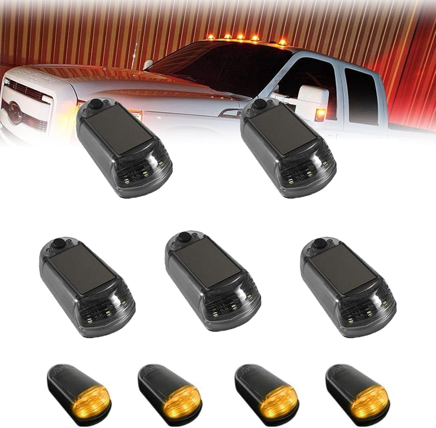 Solar Powered Cab Lights, Solar Cab Lights for Truck, No Drill Cab ...