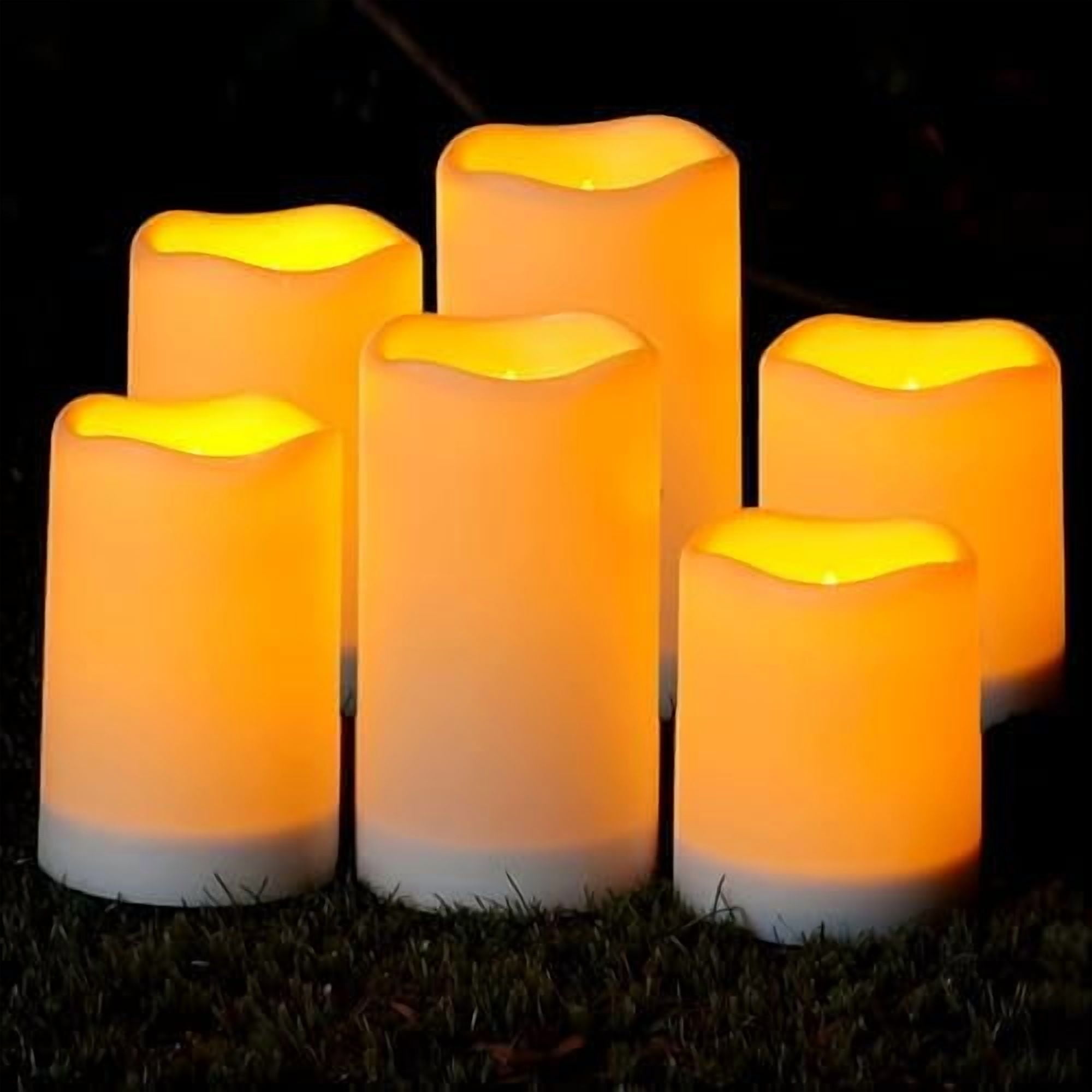 Solar Powered Candles Outdoor Waterproof, Flickering Glow, Rechargeable ...