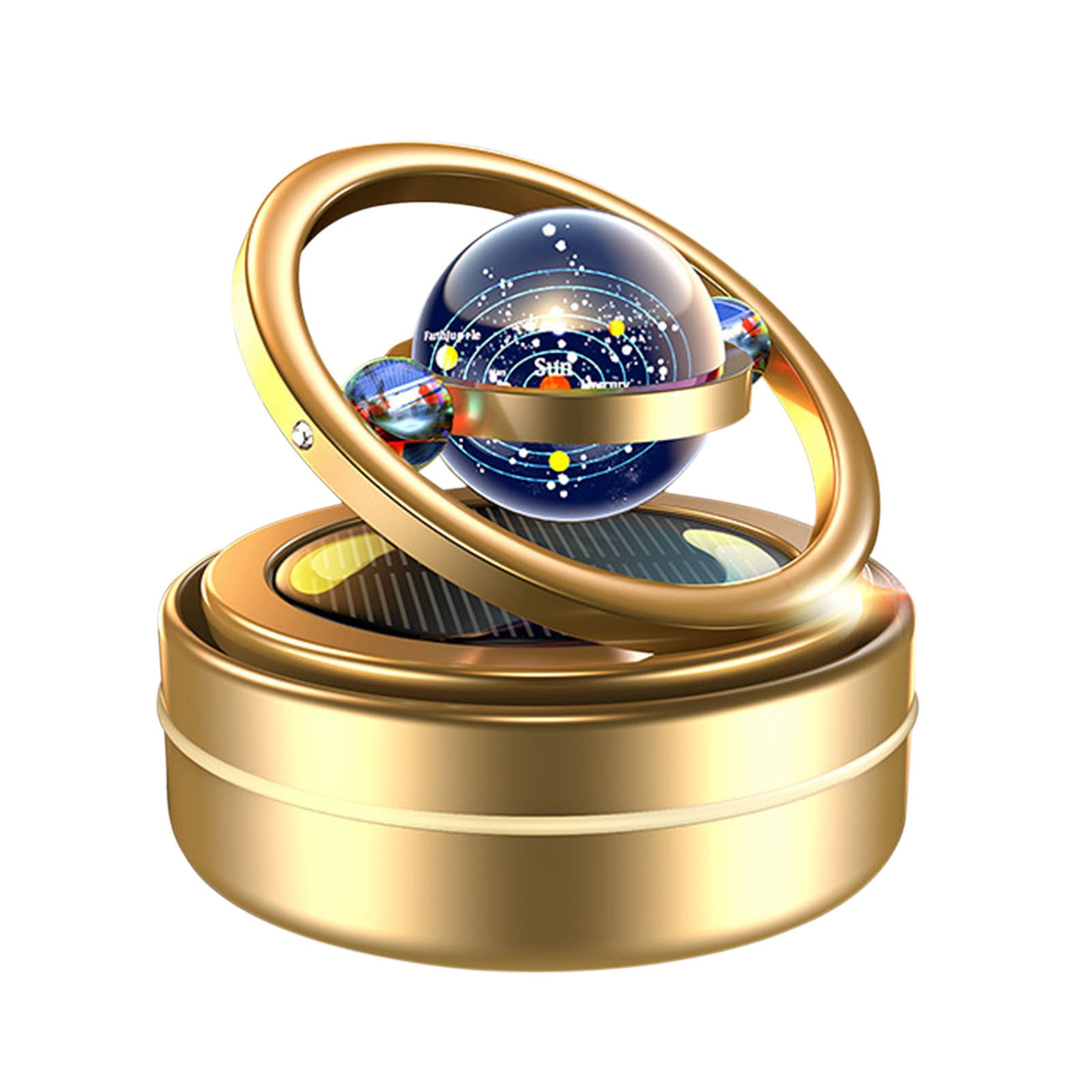 Solar Powered Car Aromatherapy Diffuser - Aluminum Alloy Double Ring ...
