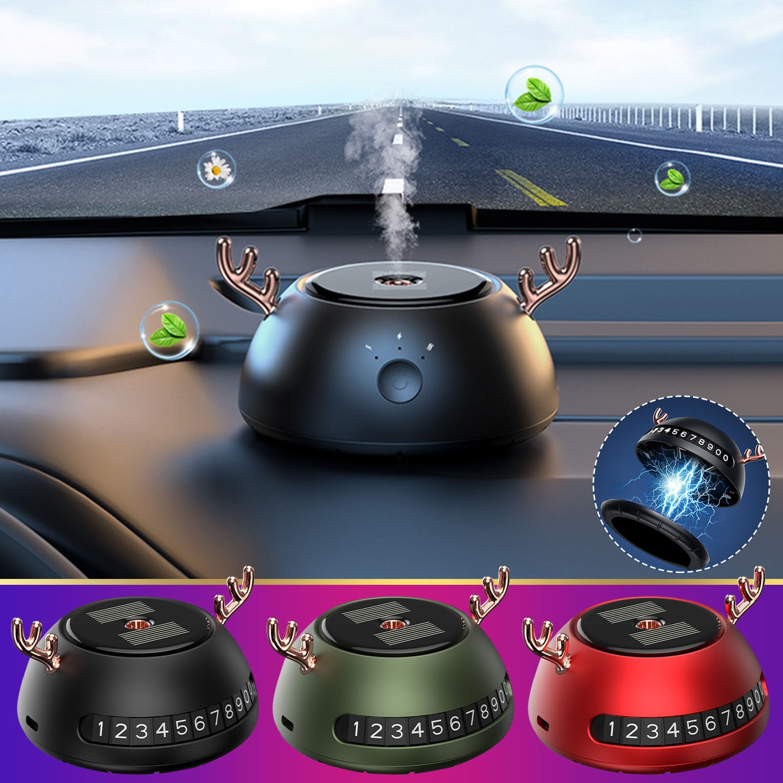 Solar Powered Car Aromatherapy, Embedded Number Car Perfume, 10ml ...