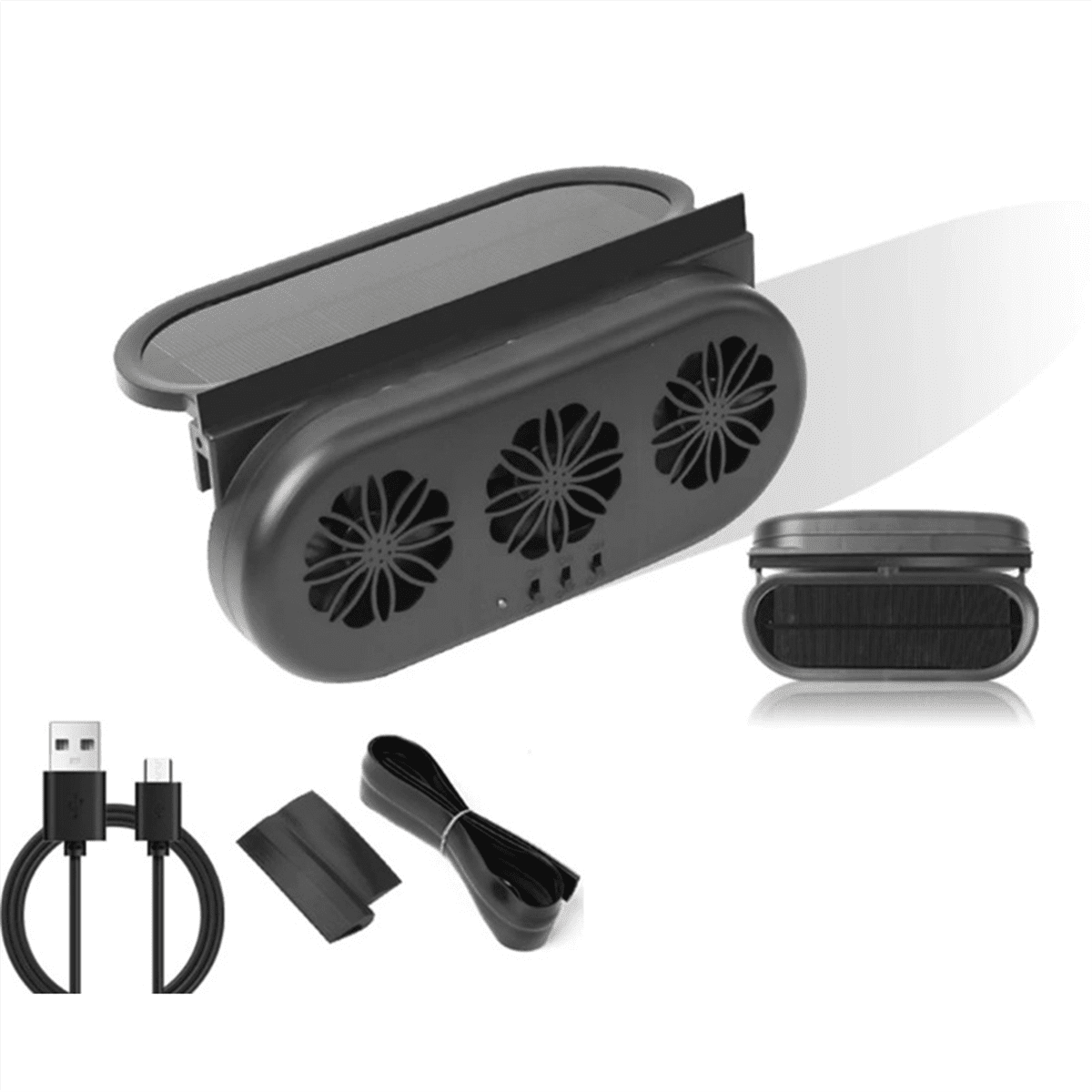 Solar Powered Car Exhaust Fan 3 Electric Car Cooling Fan USB Charging ...