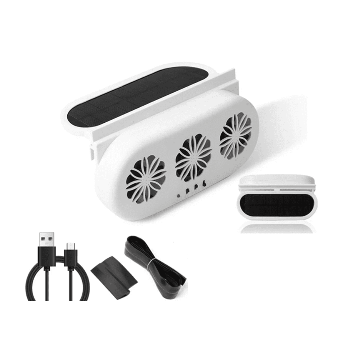 Solar Powered Car Exhaust Fan 3 Electric Car Cooling Fan USB Charging ...