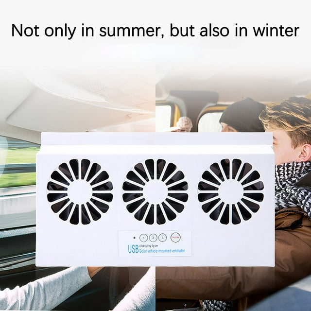 Solar Powered Car Window Fan, Car Window Exhaust Fan with Three Air ...
