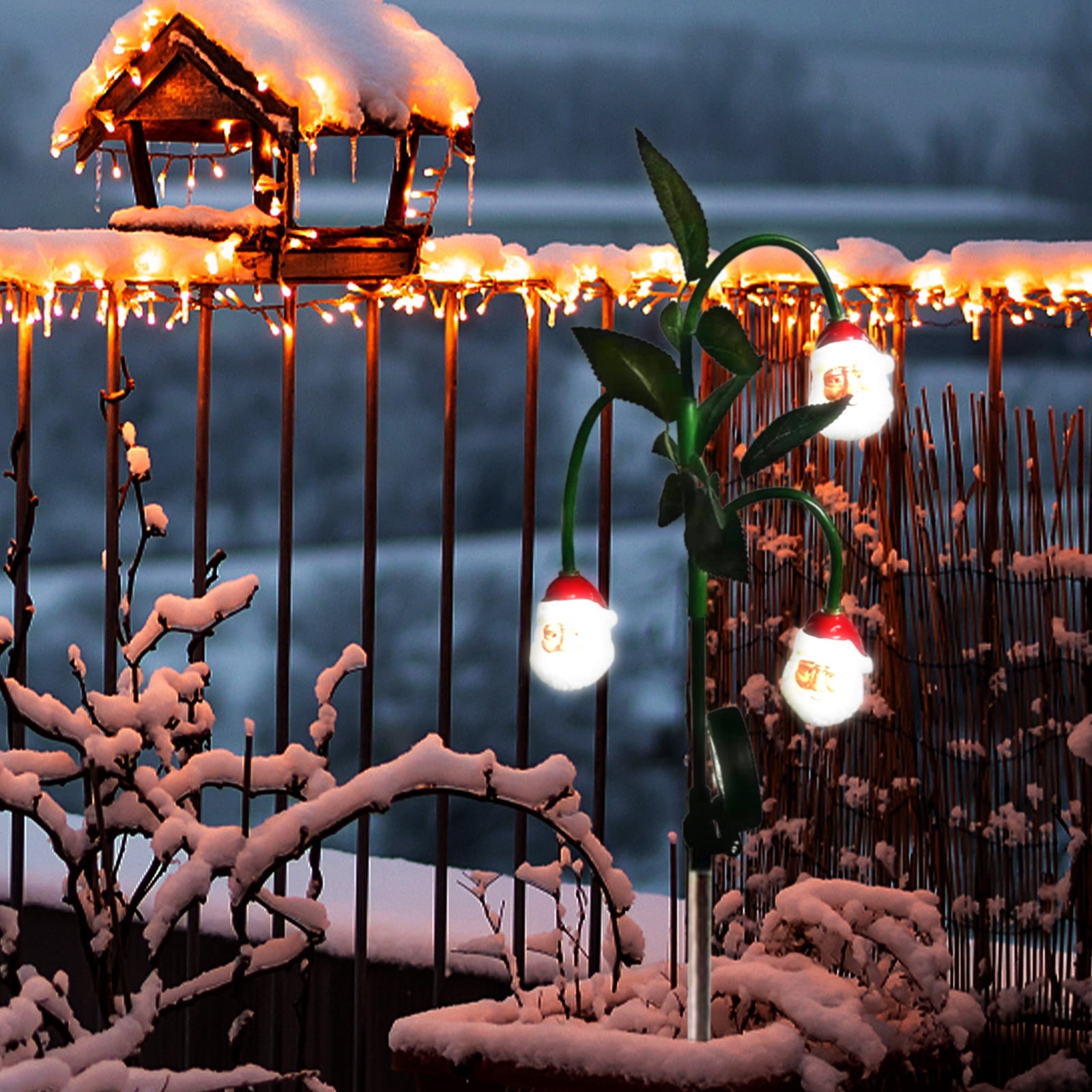 Solar Powered Christmas Decorations In The Shape Of Old Man Snowman ...