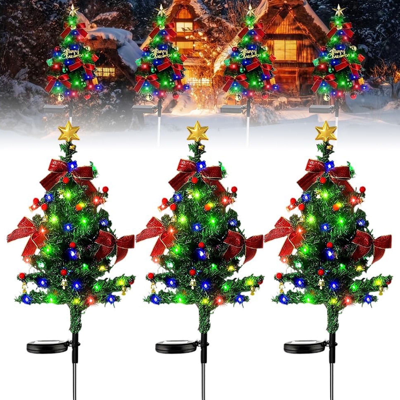 Solar Powered Christmas Tree Lights Outdoor with Remote Panel, 2 Modes ...