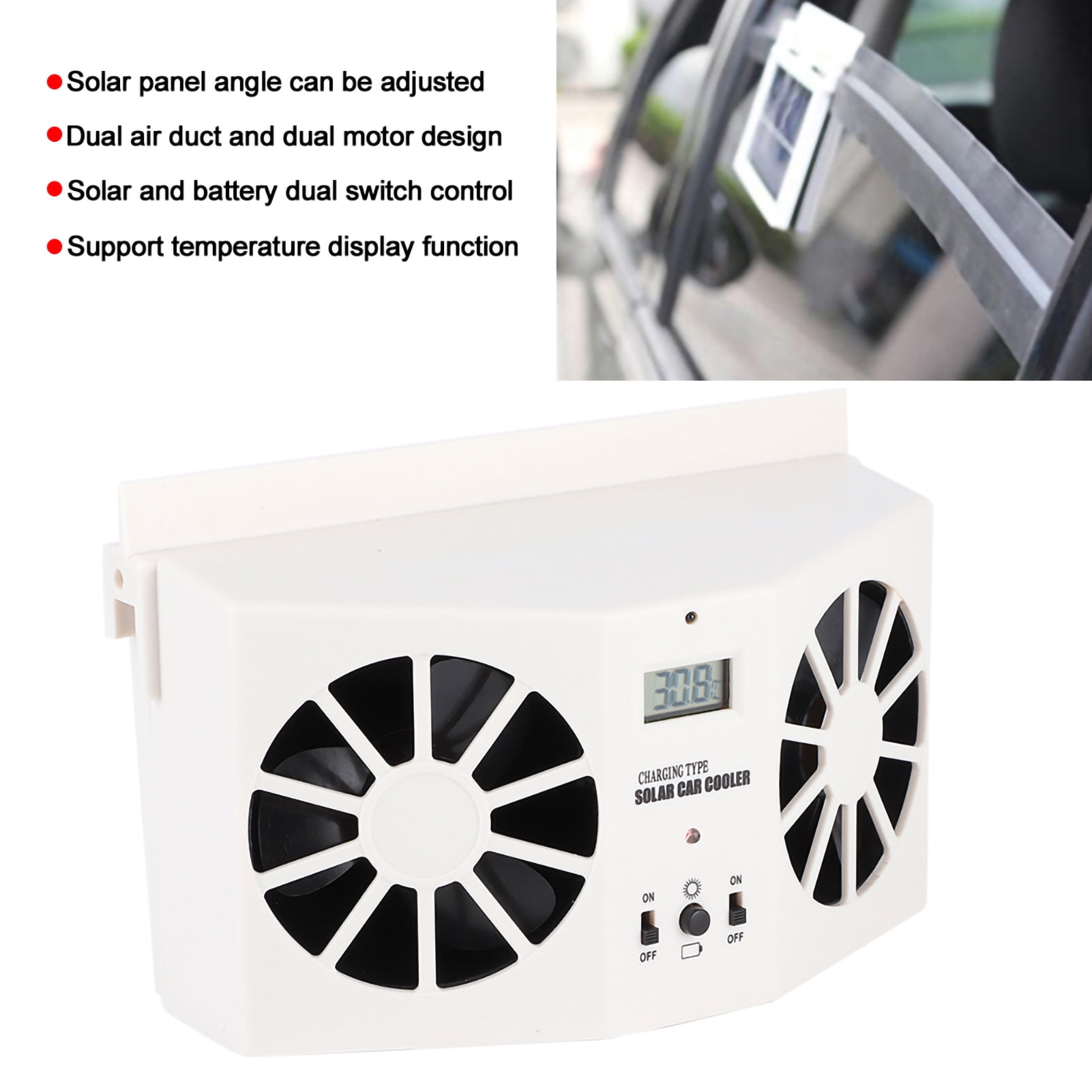 Solar Powered Cooler, Exhaust Radiator Solar Cooling Fan Car Fan ...