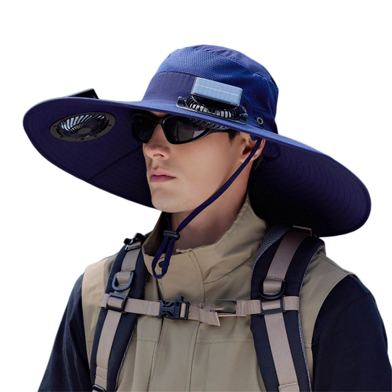 Solar-Powered Cooling Fan Hat for Outdoor Activities, Wide Brim Sun ...
