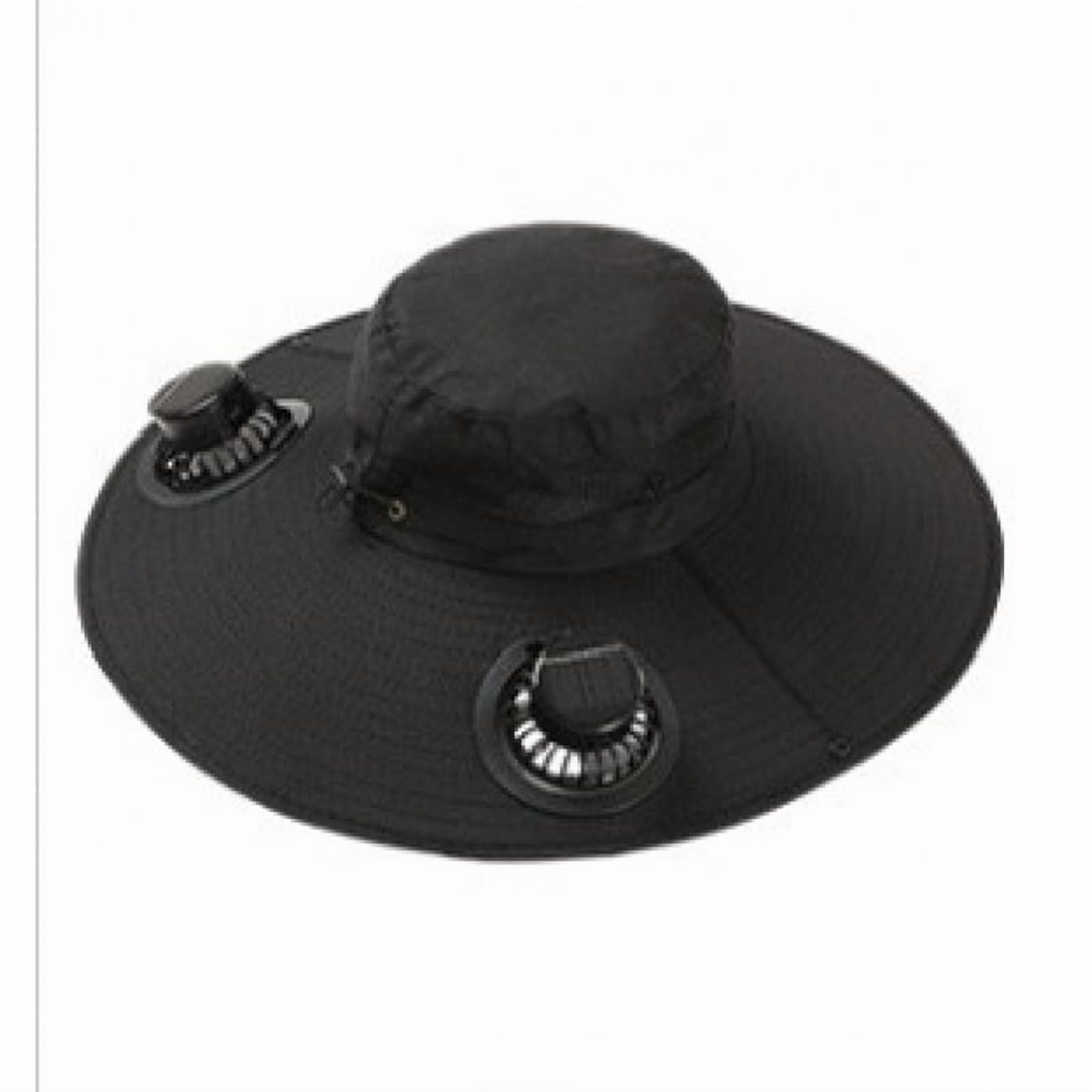 Solar-Powered Cooling Hat with Dual Fans - UPF Sun Protection Bucket ...