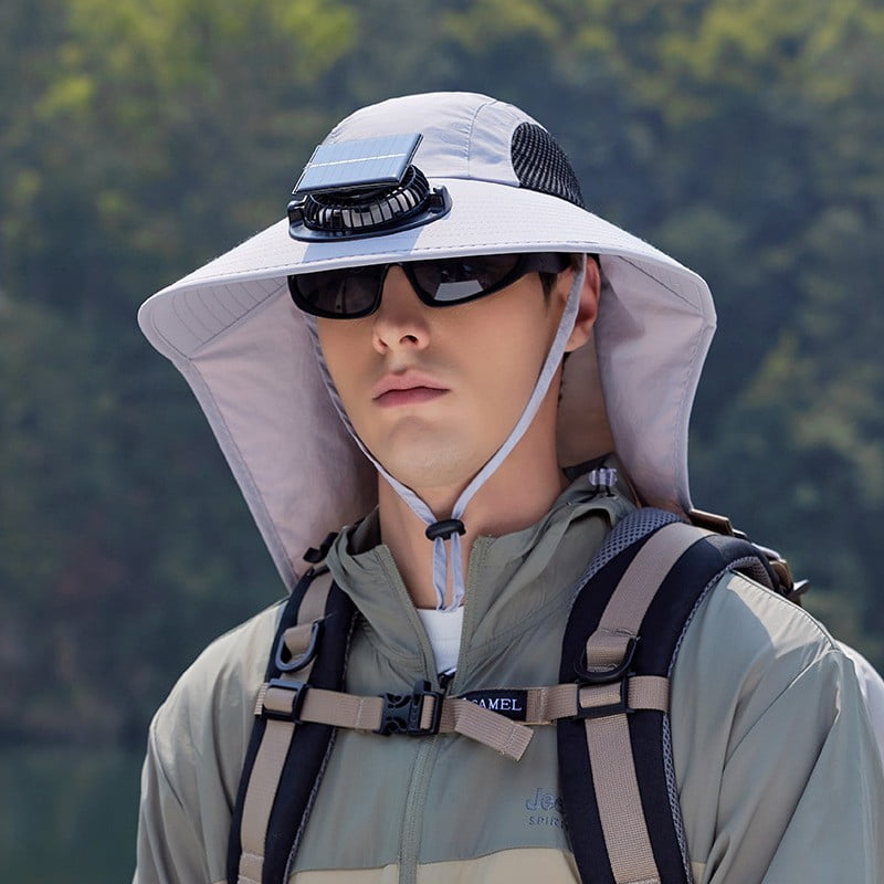 Solar Powered Cooling Hat with Fan, UV Protection Wide Brim Sun Hat for ...