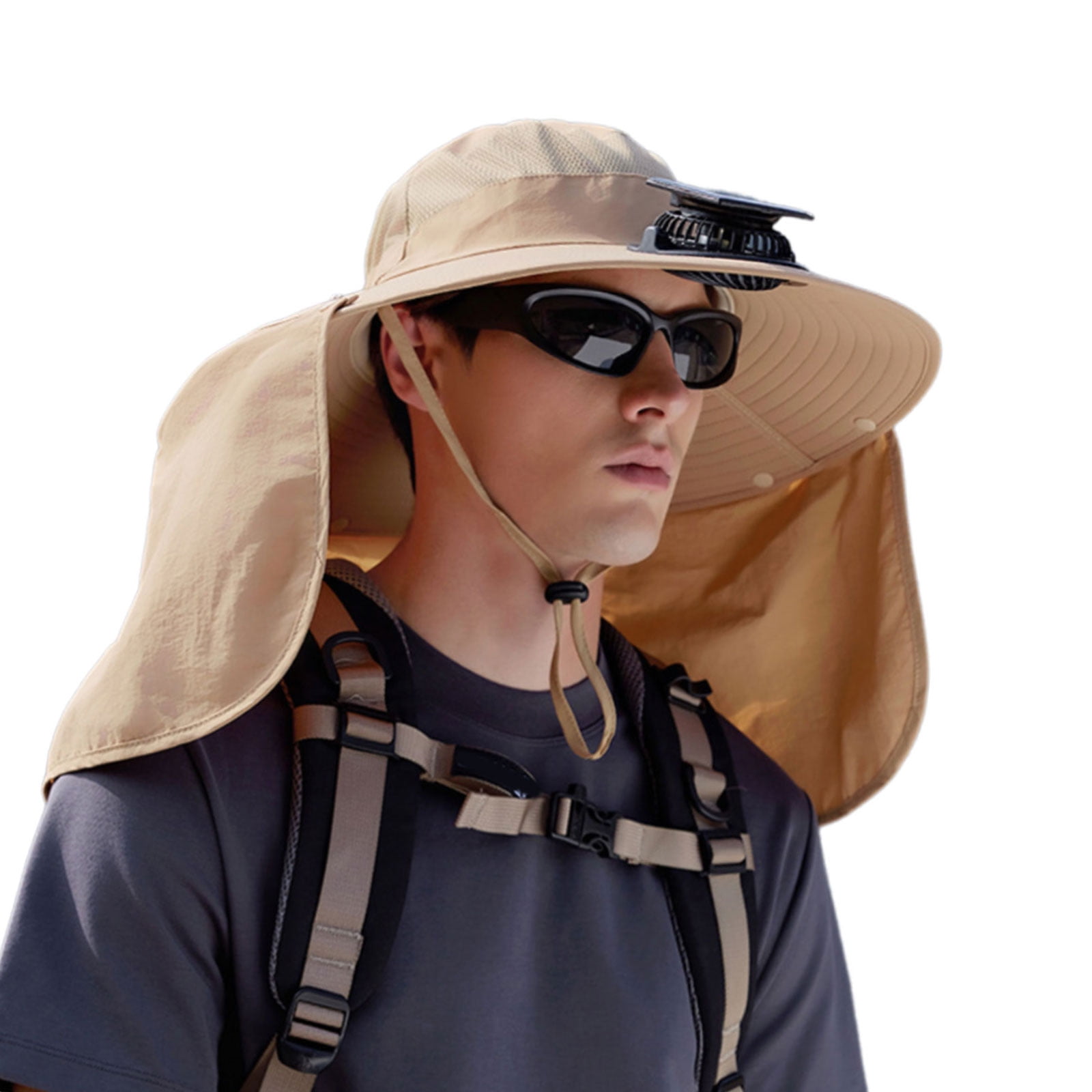 Solar Powered Cooling Hat With Solar Fan Adjustable Fan Breathable Neck ...