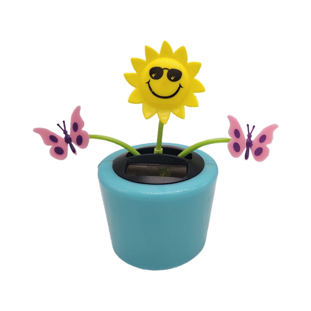 Solar Powered Dancing Flower Sunflower Solar Ornament Shaking Head Car ...