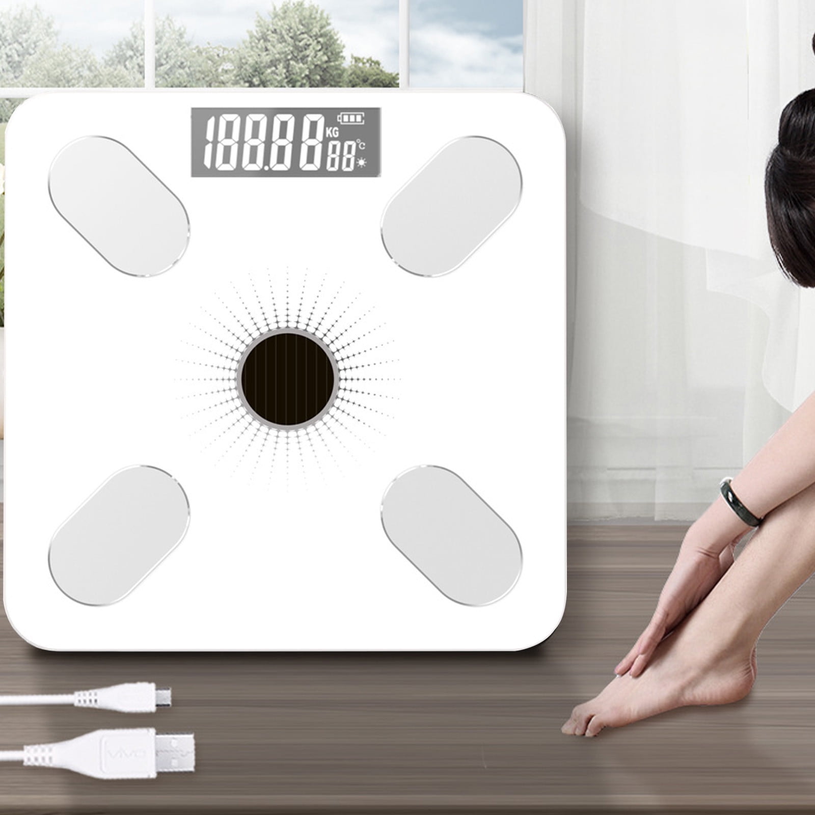 Solar Powered Digital Bathroom Scale | Body Weight & Body Fat ...