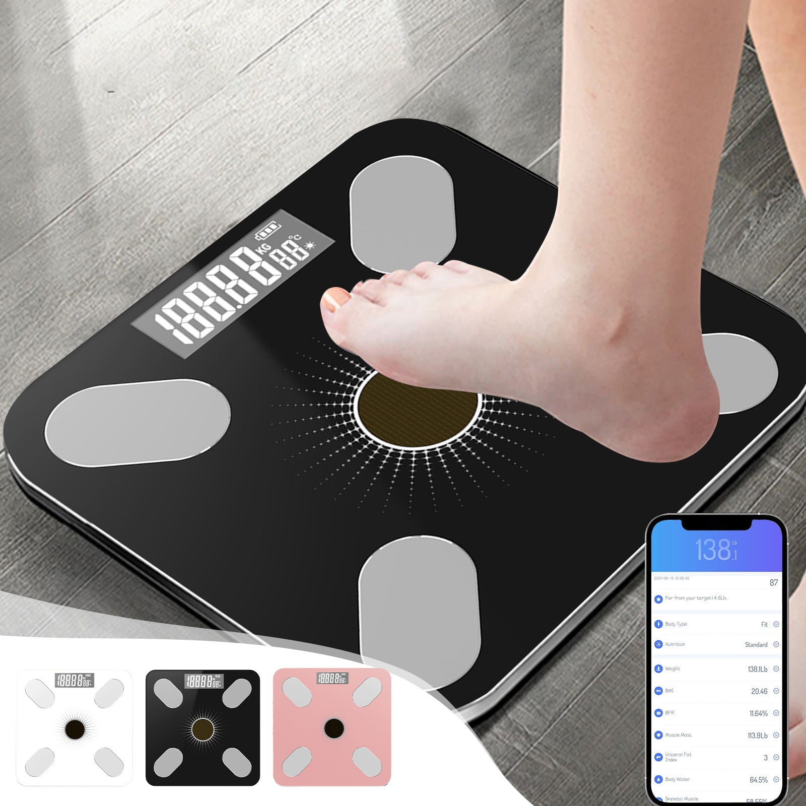 Solar Powered Digital Body Weight Scale | Bathroom Bluetooth Smart ...