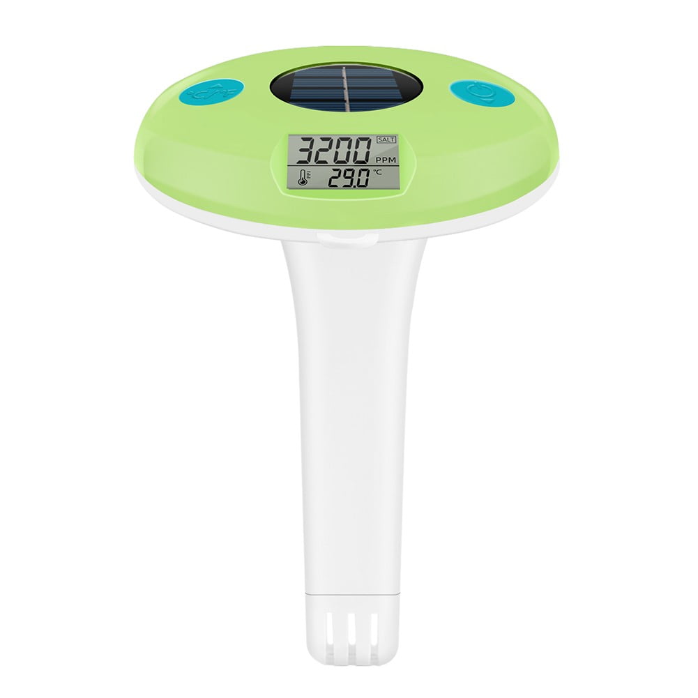 Solar-Powered Digital Pool Thermometer 2 in 1 Salinity Temperature ...
