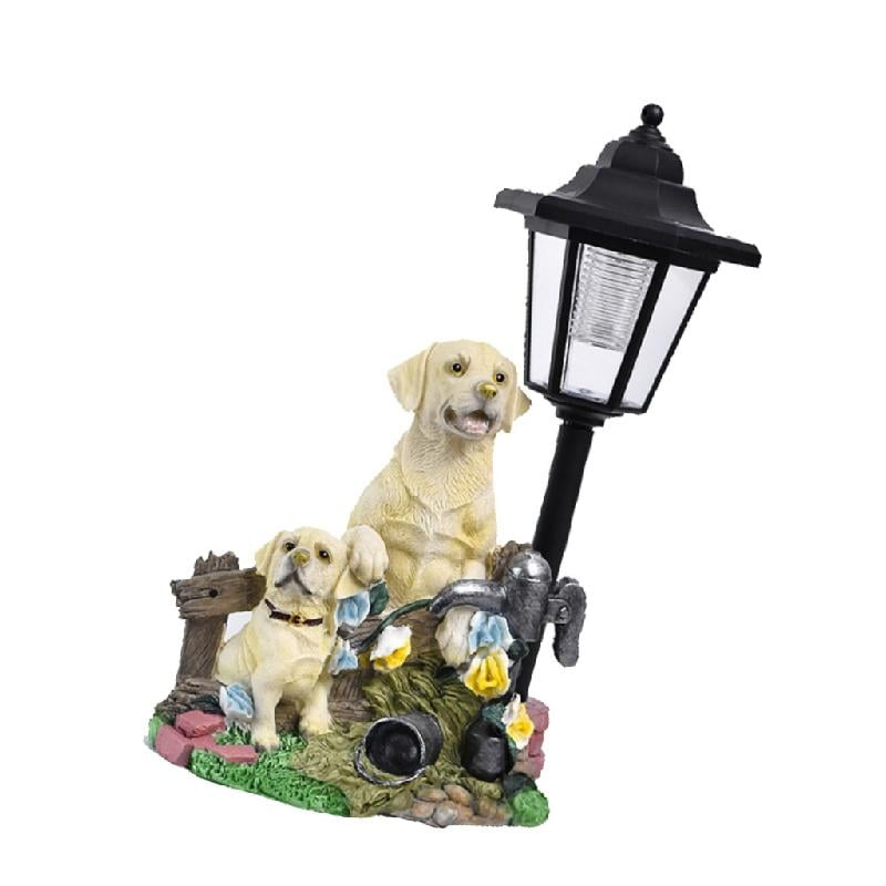 Solar Powered Dog Garden Statue with Resin Craft for Outdoor Decoration ...