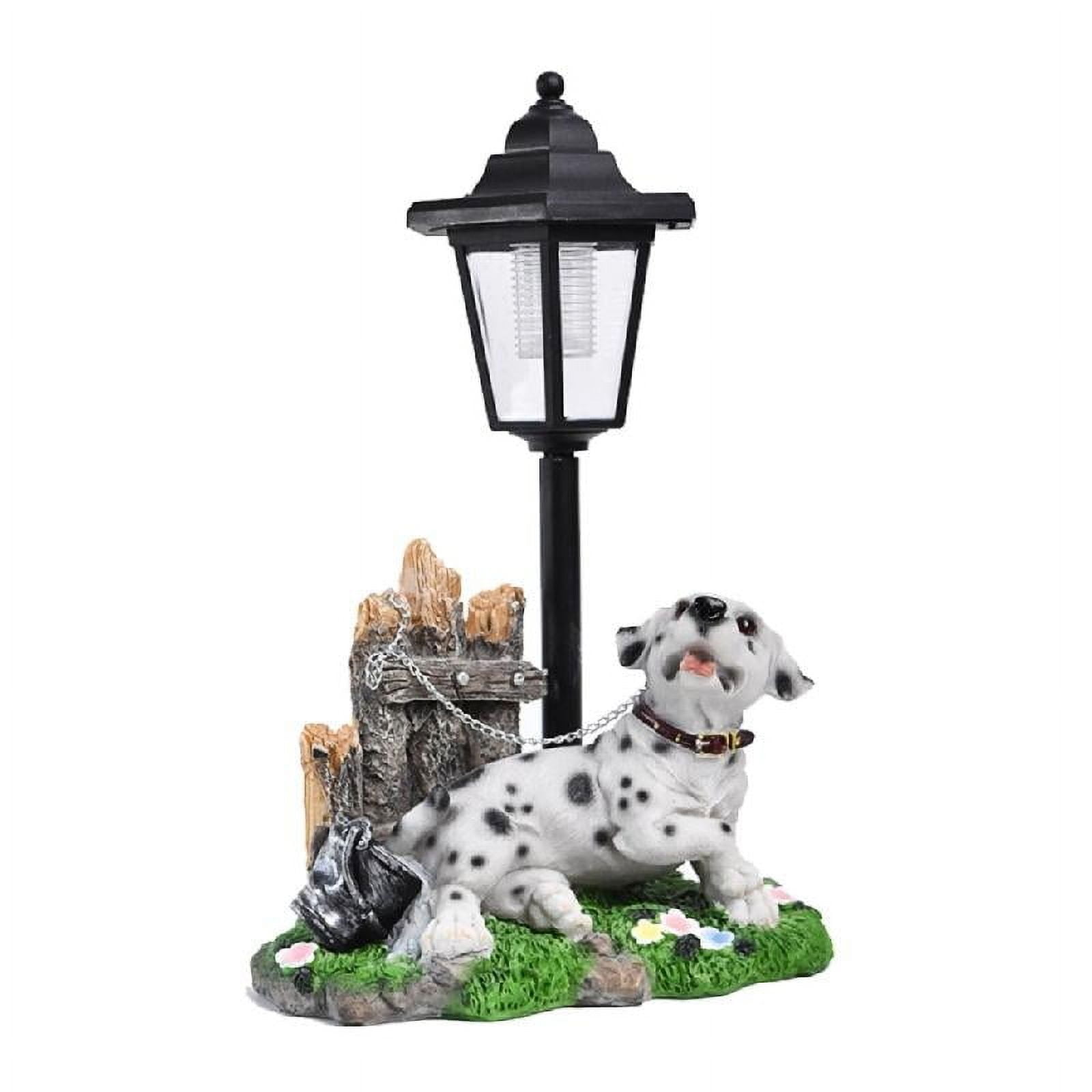 Solar Powered Dog Garden Statue with Resin Craft for Outdoor Decoration ...