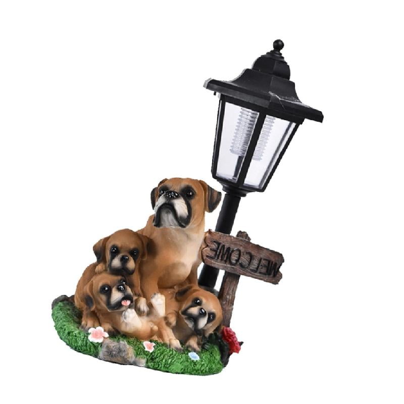 Solar Powered Dog Garden Statue with Resin Craft for Outdoor Decoration ...