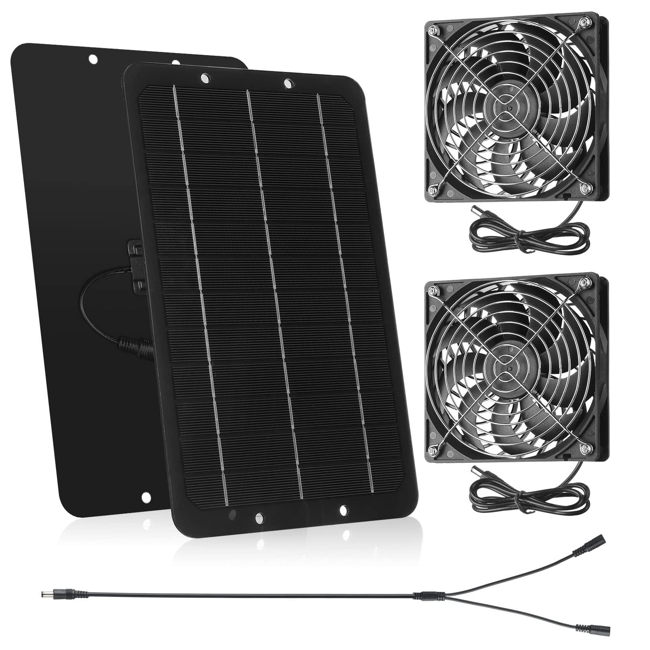 Solar Powered Dual Fan Kit for Outdoor Ventilation and Cooling ...