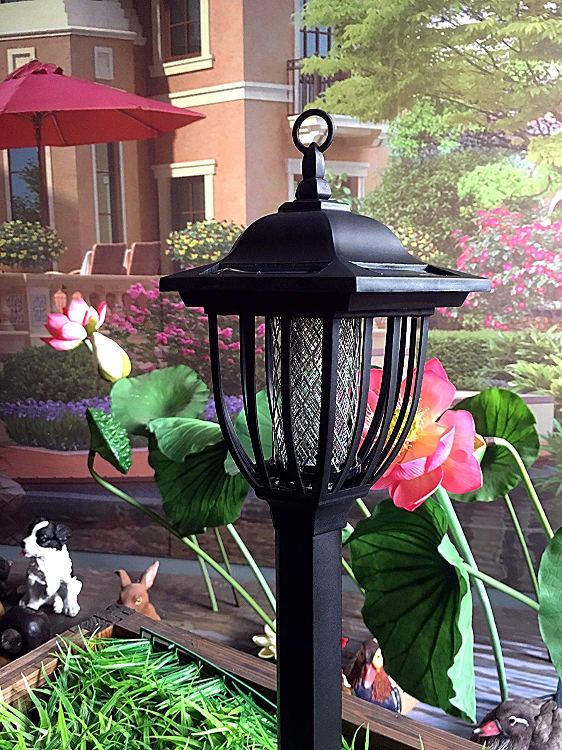 Solar Powered Electric Bug Light Zapper- Outdoor Cordless Flying Insect ...