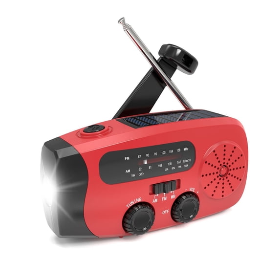 Solar Powered Emerncy Radio, Multi-Function Hand Crank Portable FM ...