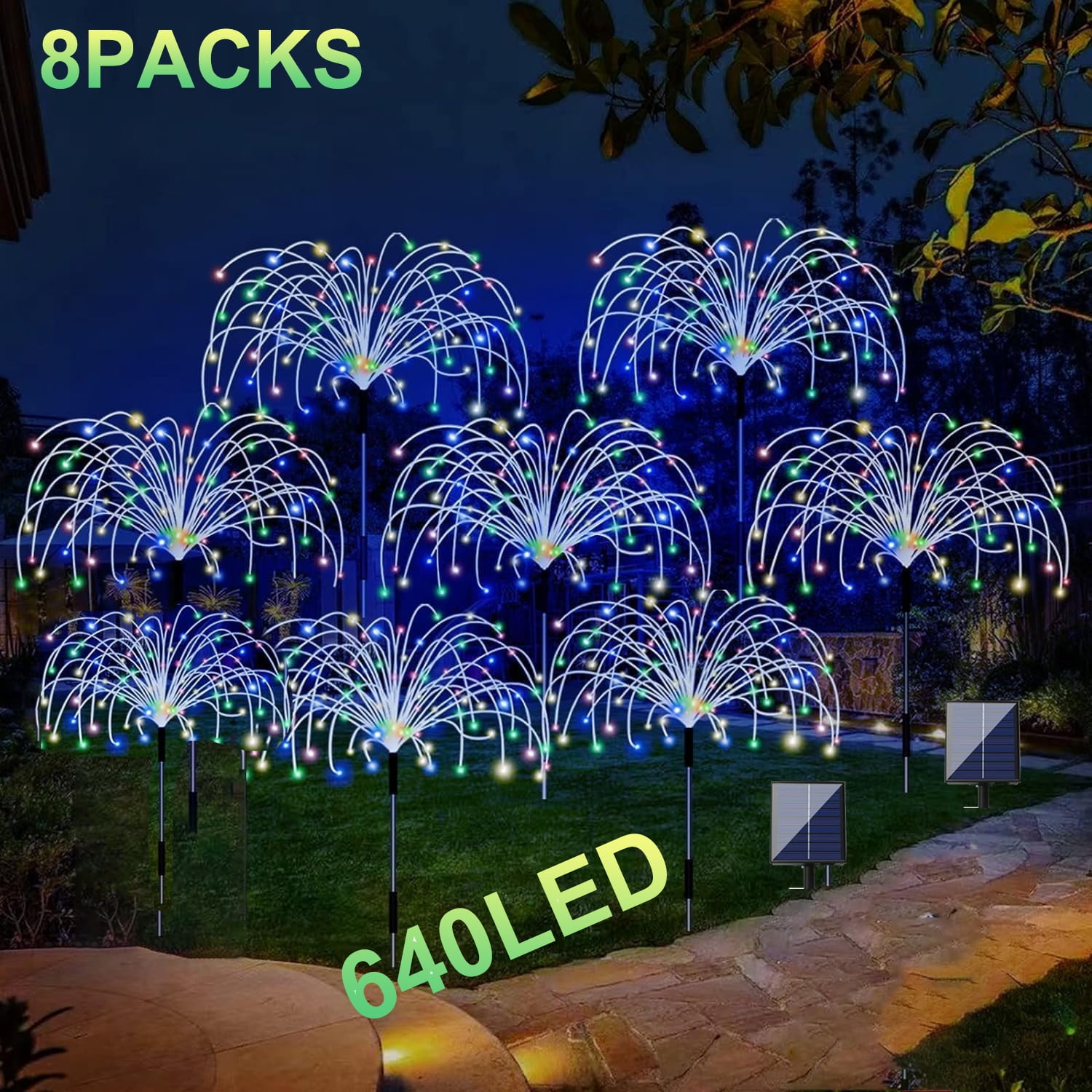 Solar Powered Fairy Lights, 8Packs-640LED Christmas Fireworks Lights, 8 ...