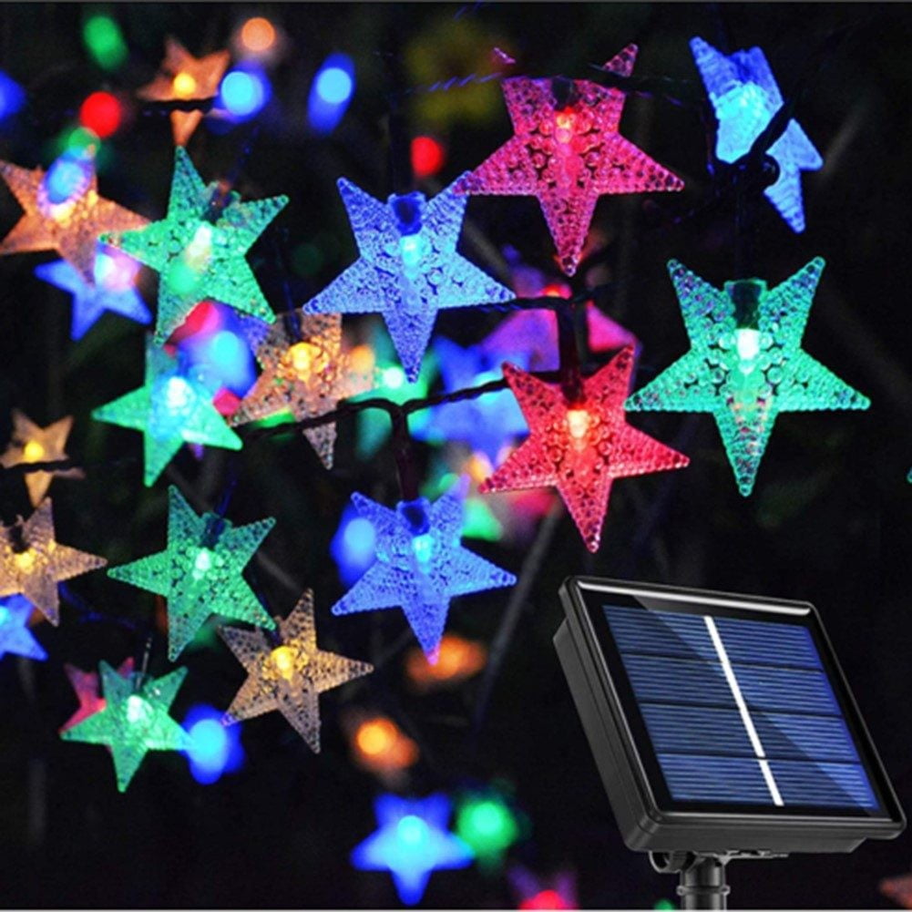 Solar Powered Fairy String LED Star Lights Garden Outdoor Christmas ...