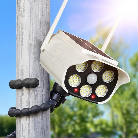 Solar Powered Fake Security Camera with Flashing Red Light, Dummy ...