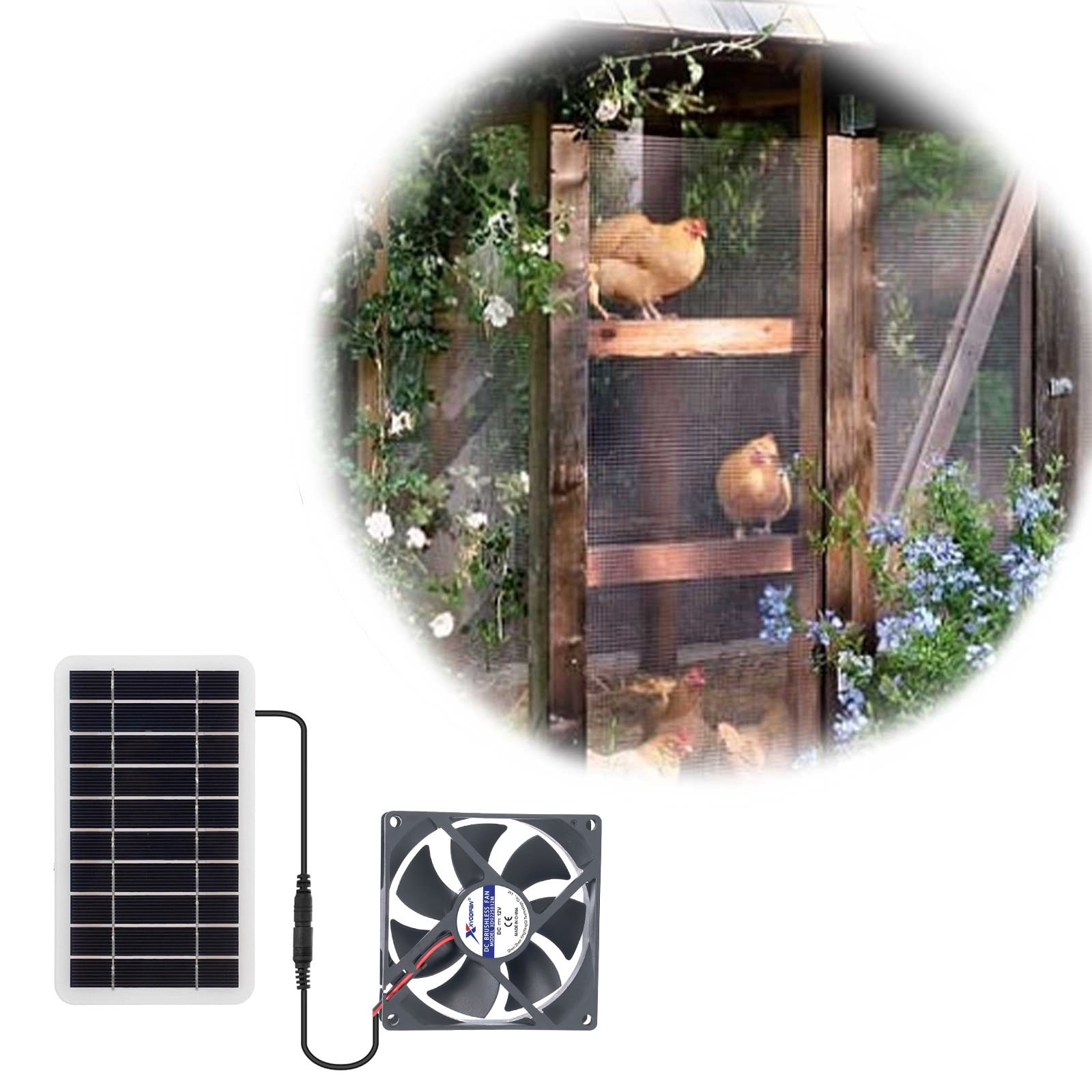 Solar Powered Fan 5V 2W Portable Exhaust Fan for Pet House Chicken Coop ...