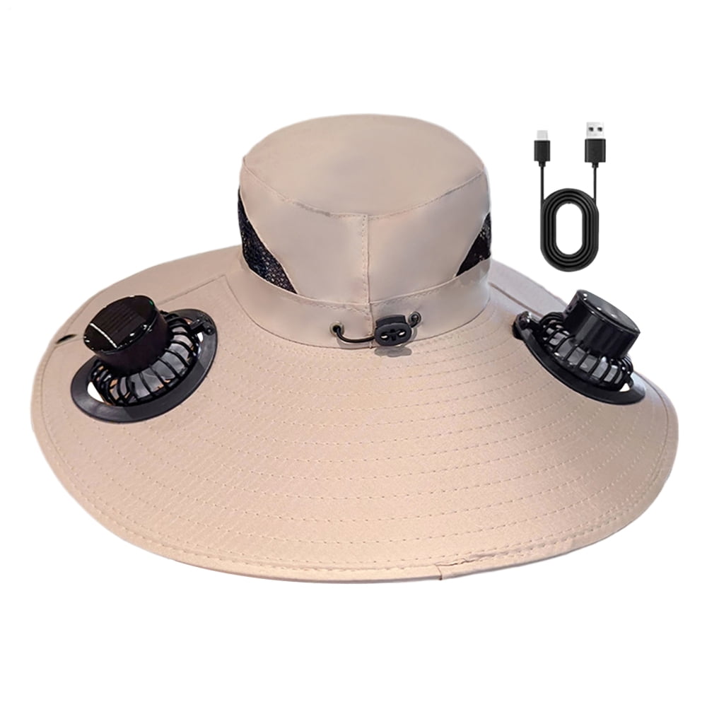 Solar Powered Fan Hat, Bucket Hat, Wide Brim UV Protection Headwear ...
