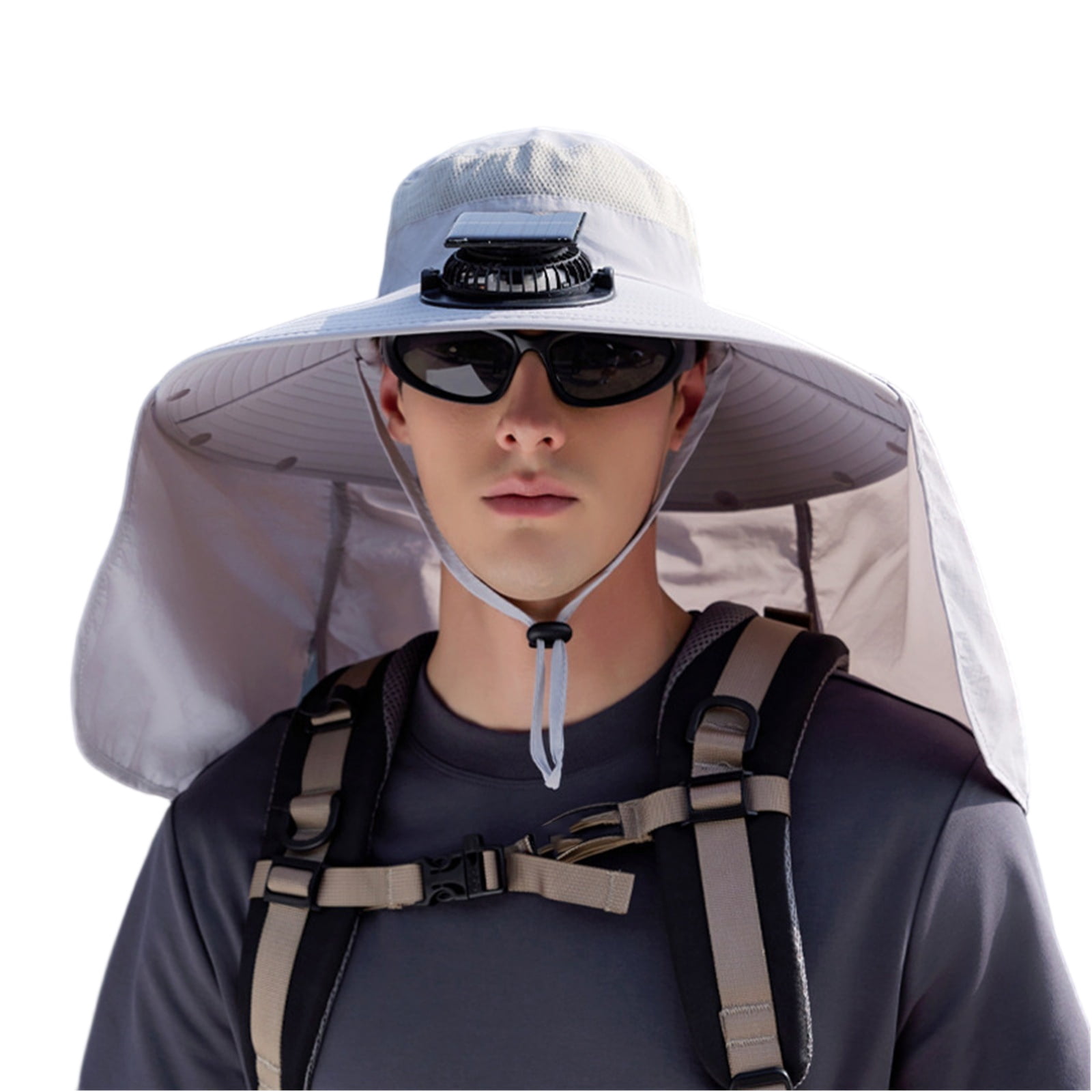 Solar Powered Fan Hat for Men & Women - Wide Brim Sun Hat with Dual USB ...
