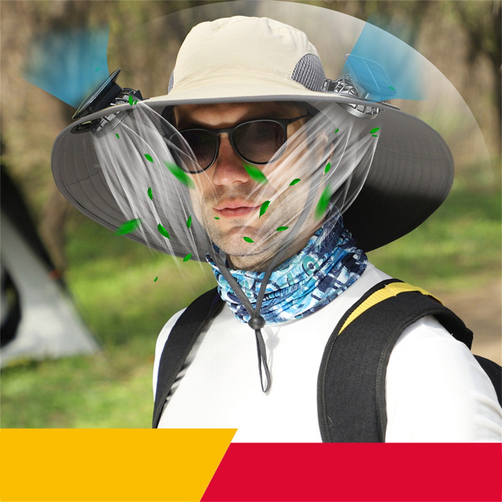 Solar Powered Fan Hat - Mens Sun Fishing Hat with Fan Built In - Wide ...
