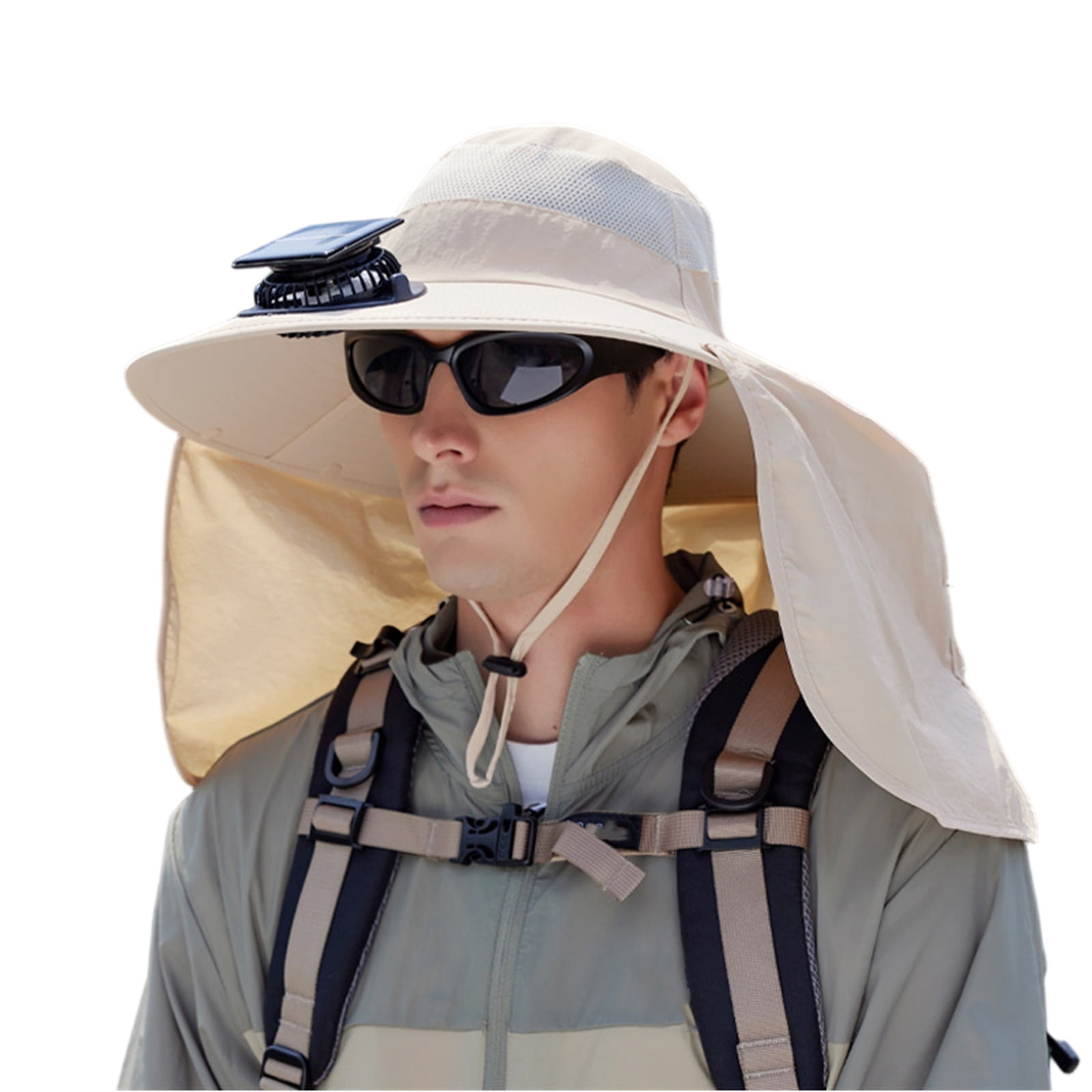 Solar Powered Fan Hat,Outdoor Mountaineering Fishing Cap with Wide Brim ...