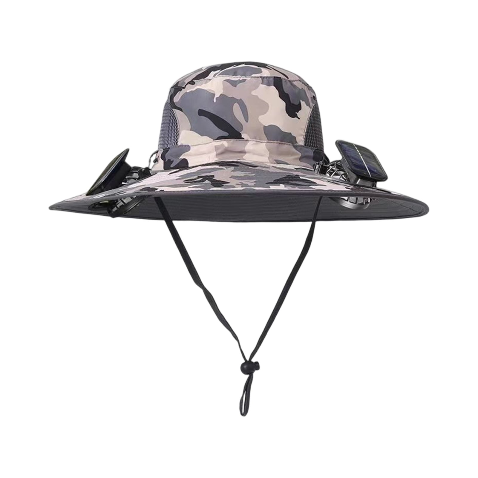Solar Powered Fan Hat, Outdoor Sun Hat with 2 Solar Fans, Solar & USB ...
