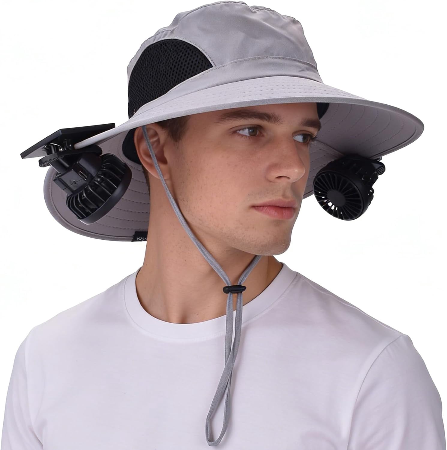 Solar Powered Fan Hat, UPF50+ Wide Brim Bucket Hat with Ultralight Clip ...