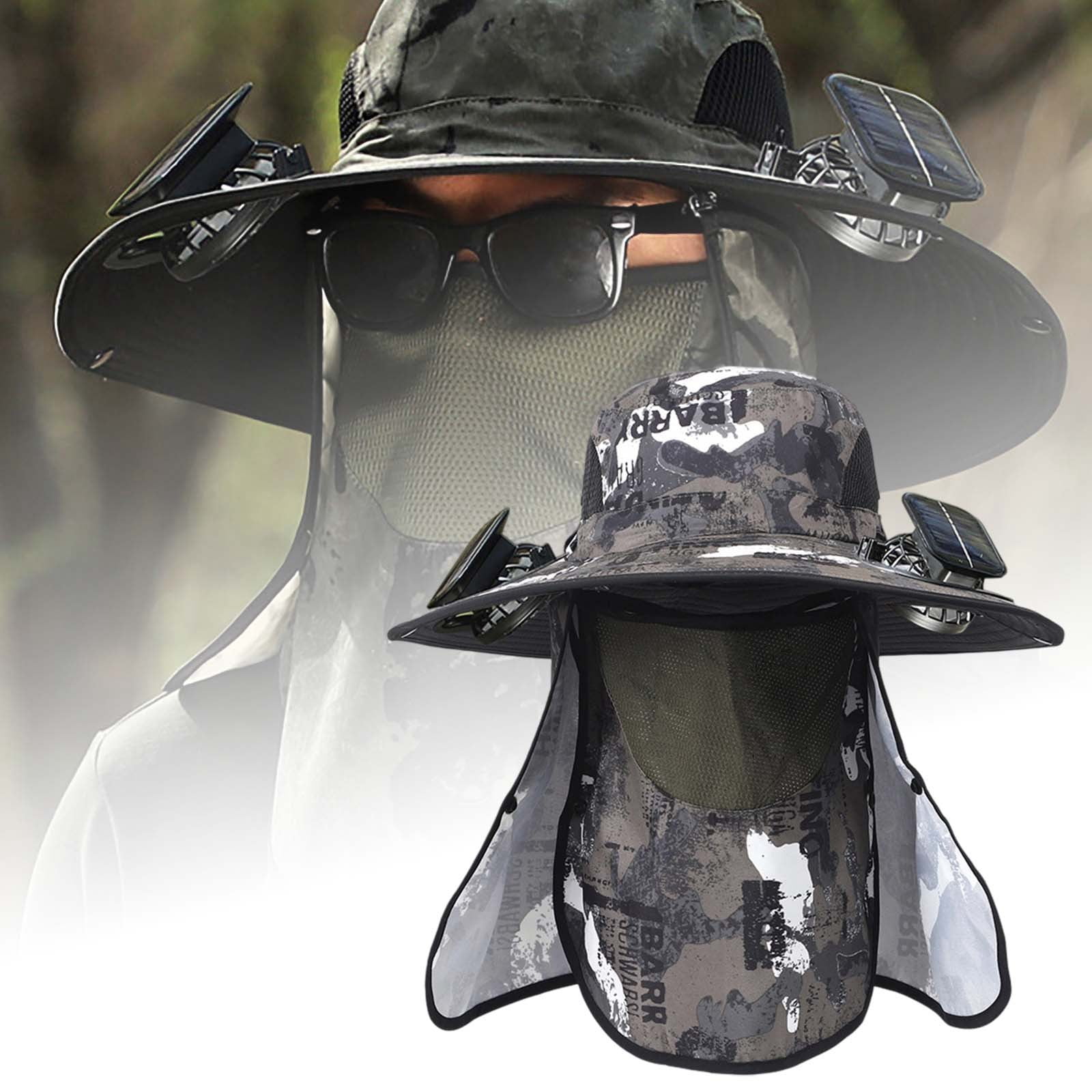 Solar Powered Fan Hat with USB Charging - UPF 50+ Wide Brim Sun Hat for Outdoor Fishing ...