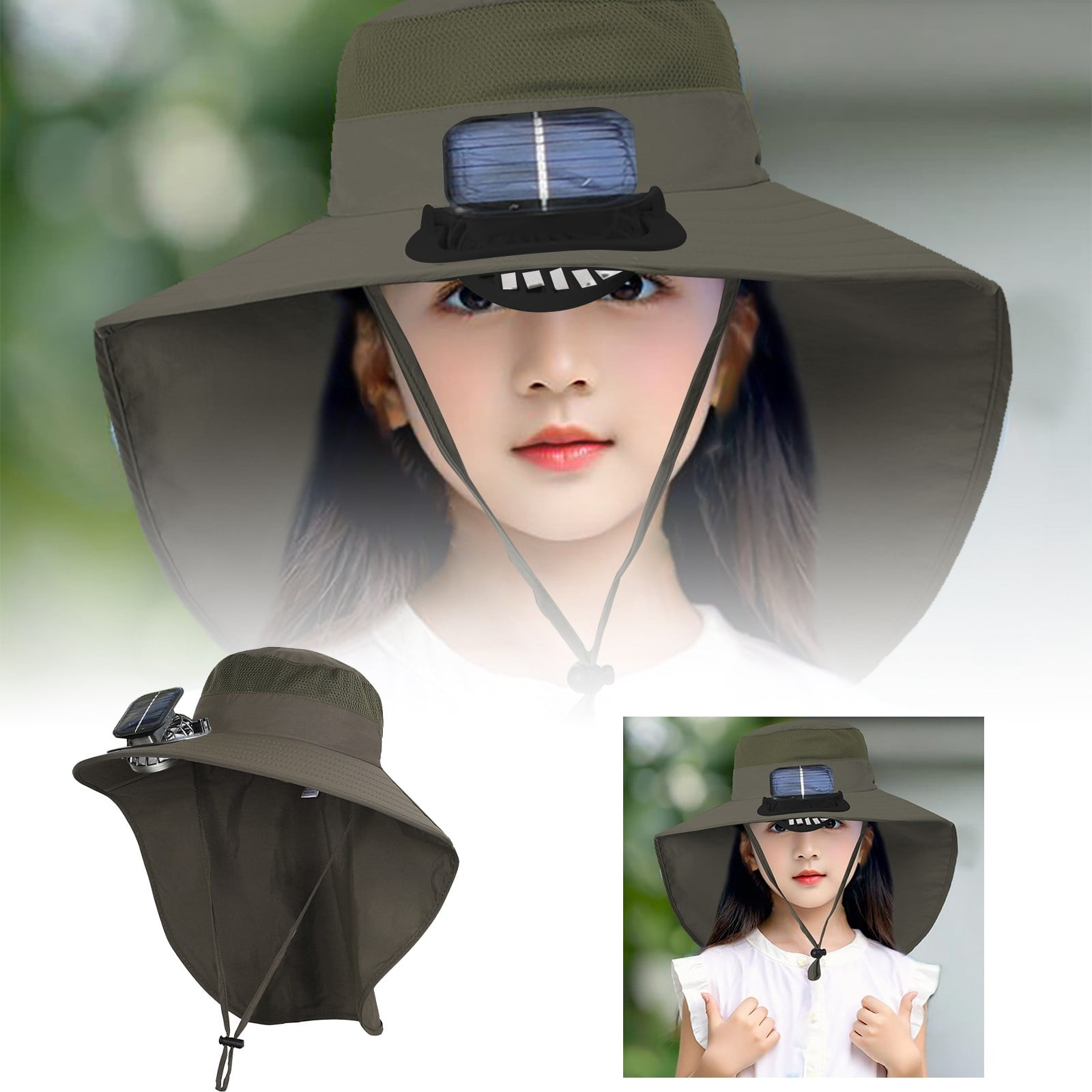 Solar Powered Fan Hat - Wide Brim Sun Hat with Solar Charging Cooling ...