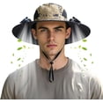 Solar Powered Fan Hat for Men Women Wide Brim Hat with 2 Fans UPF 50 ...