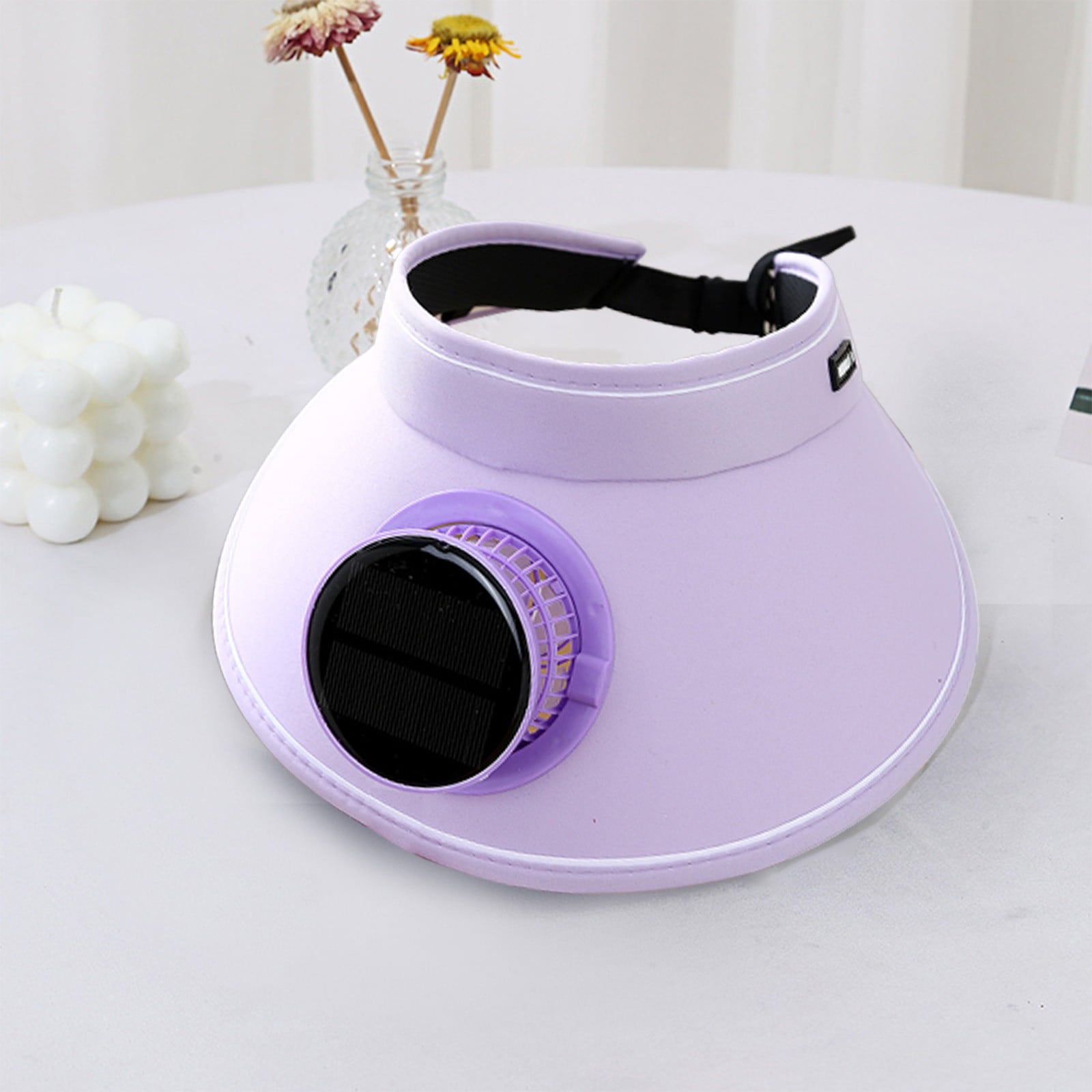 Solar Powered Fan Sun Hat with Adjustable Strap Foldable Nylon Visor ...